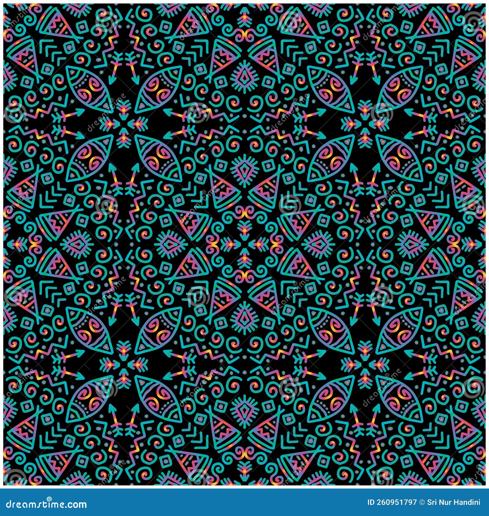 Line Art Seamless Pattern Ethnic Aztec Mandala Stock Illustration ...