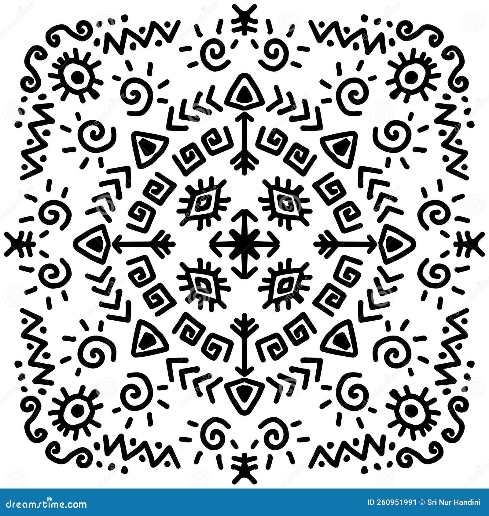 Line Art Seamless Pattern Ethnic Aztec Mandala Stock Illustration ...