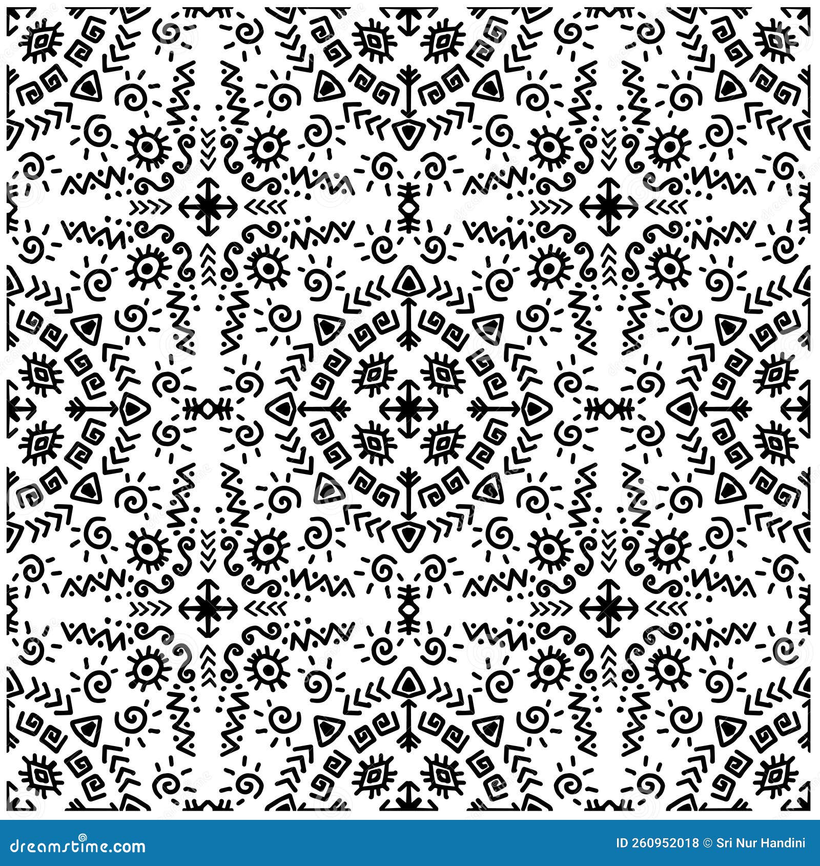 Line Art Seamless Pattern Ethnic Aztec Mandala Stock Illustration ...