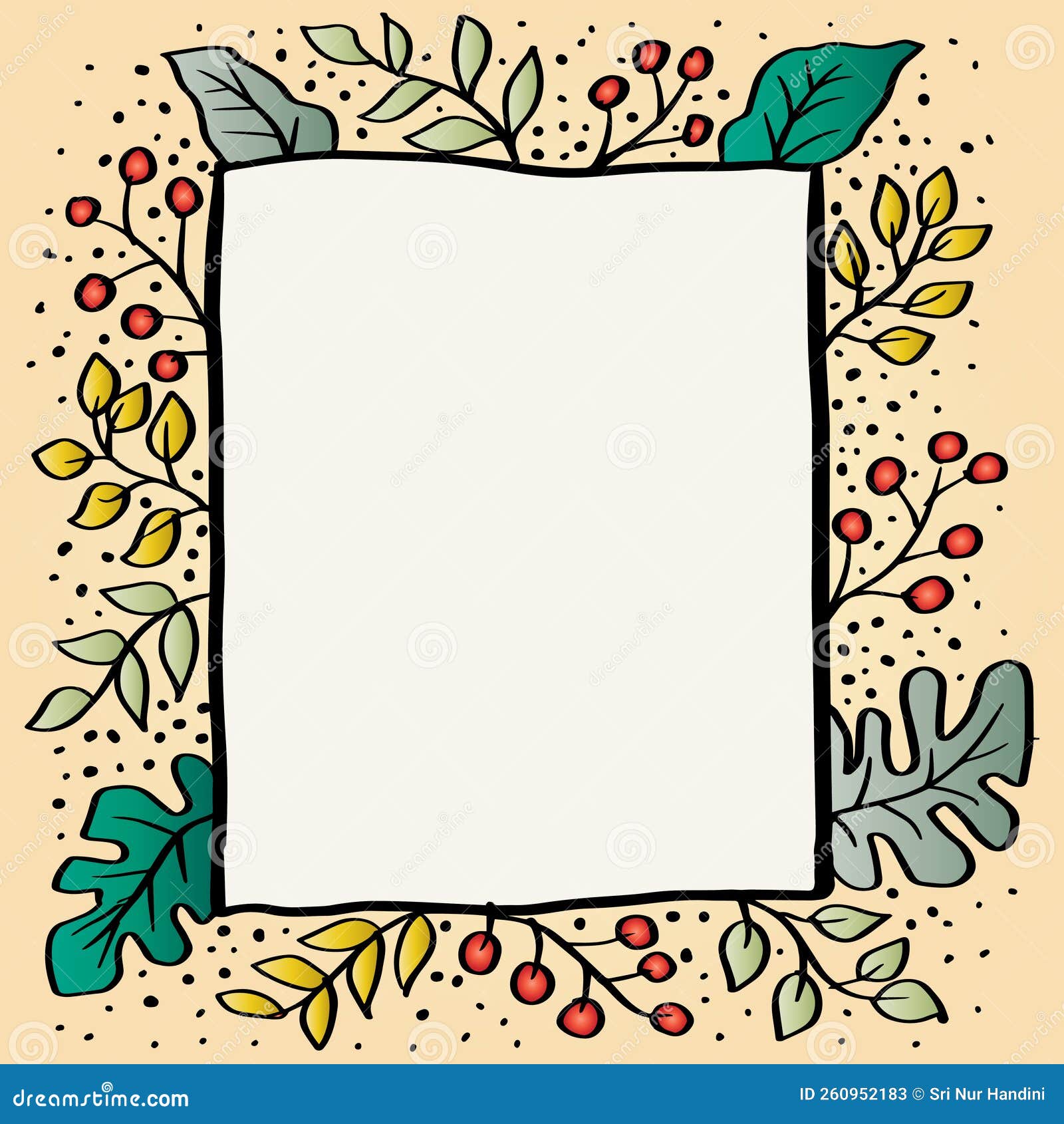 Doodle Hand Drawing Floral Frame Decoration. Stock Illustration ...