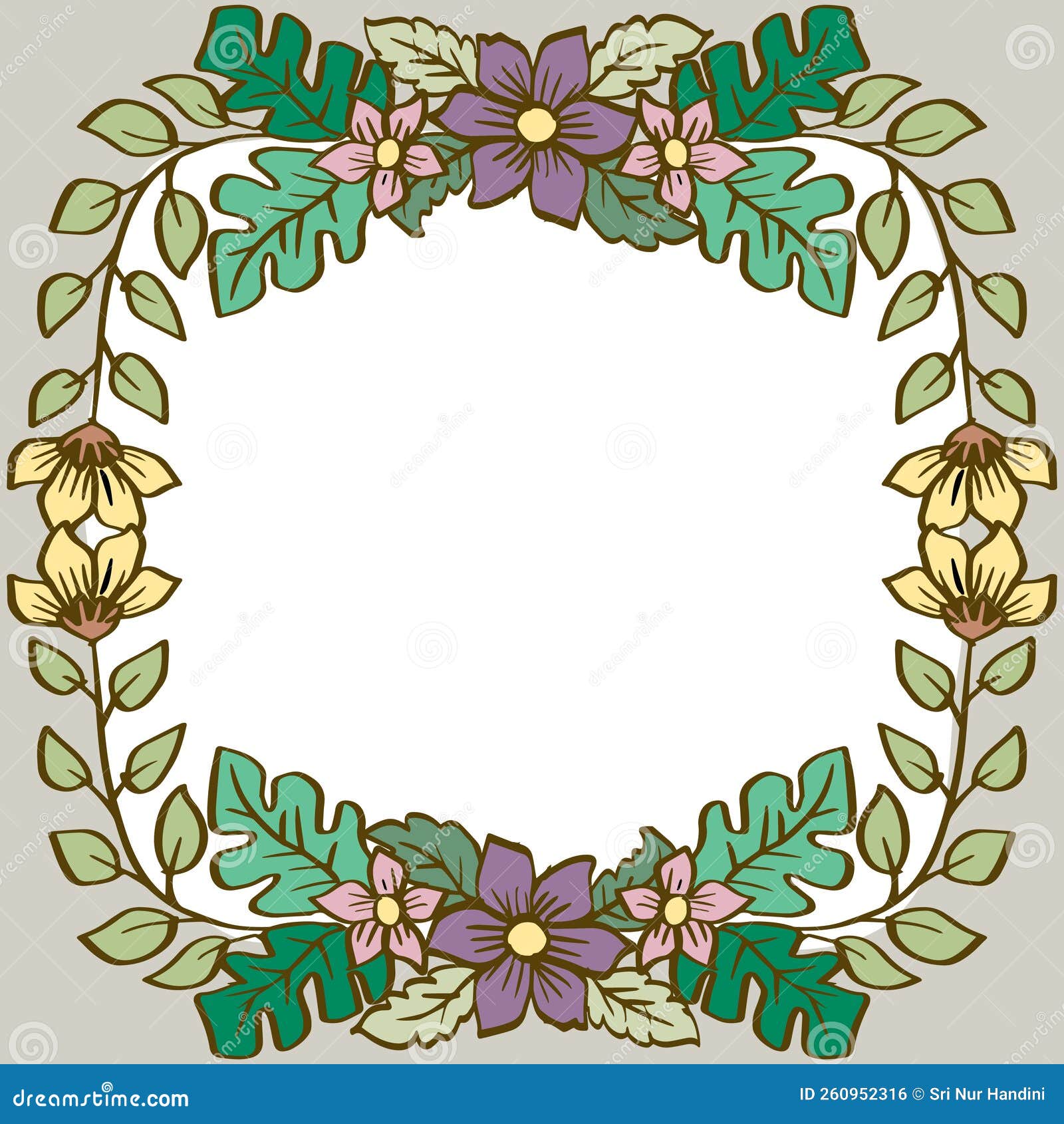 Doodle Hand Drawing Floral Frame Decoration. Stock Illustration ...