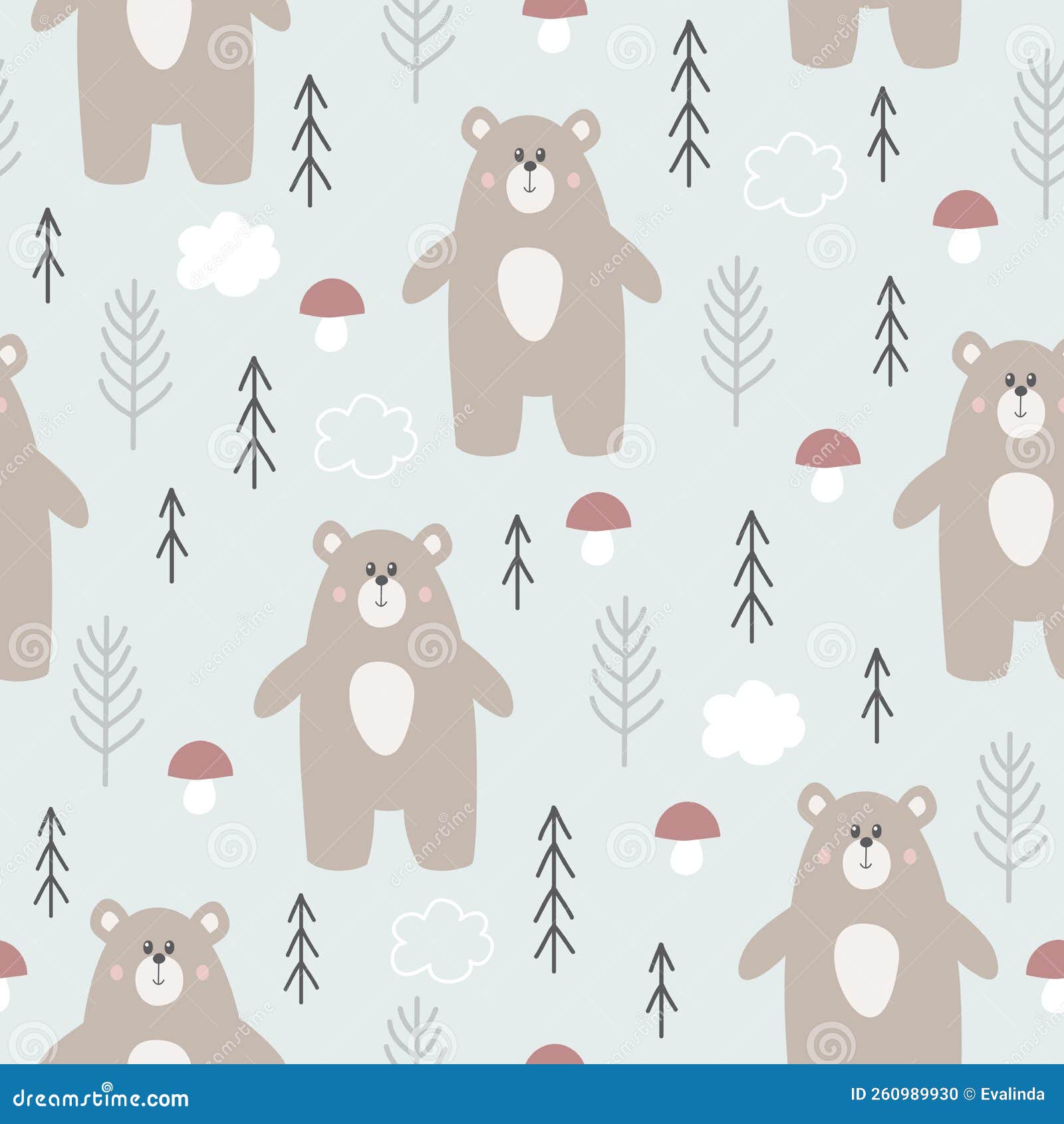 Cute Seamless Pattern with Bear. Background for Kids with Bears ...
