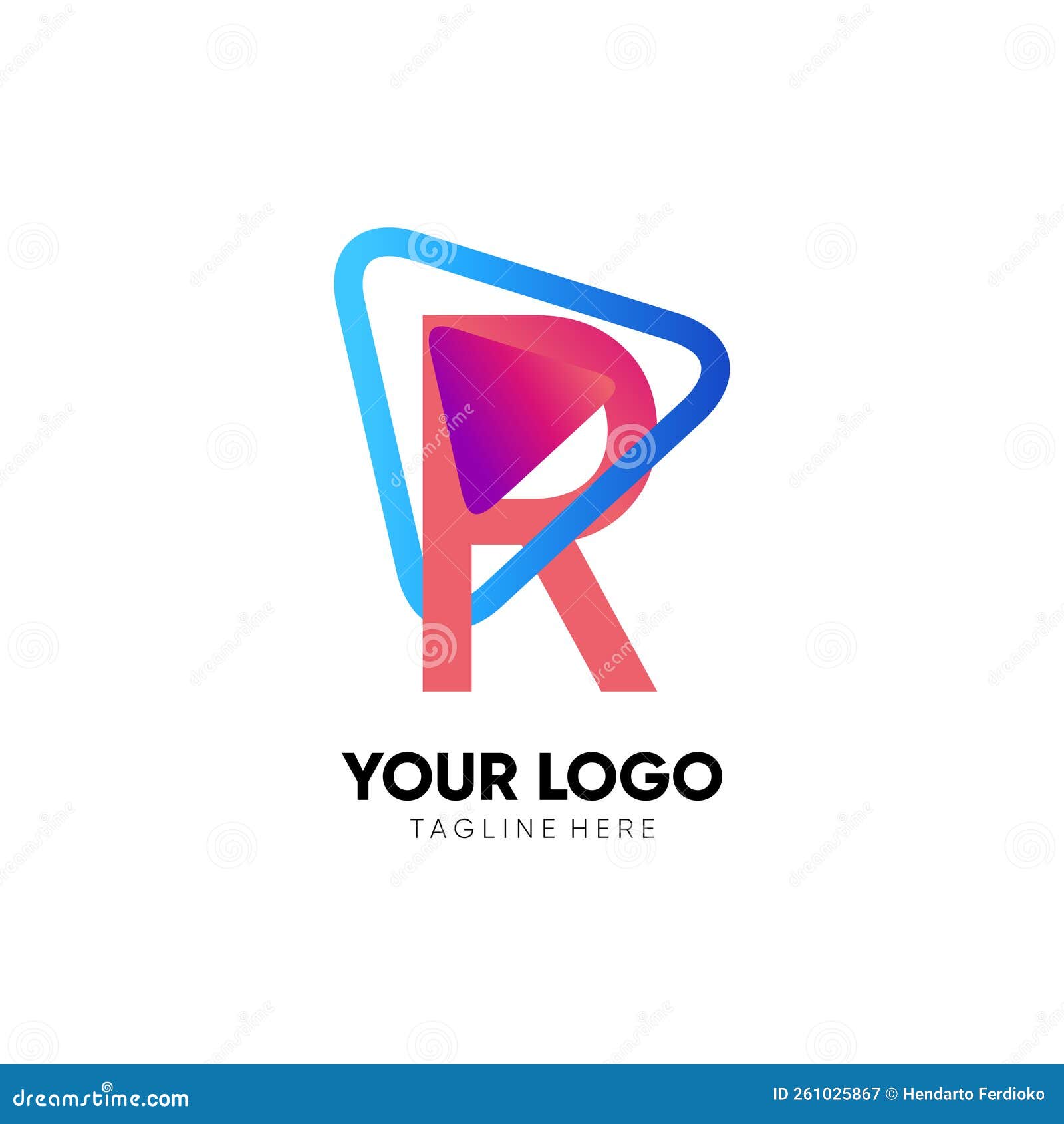 Letter R Initial Play Logo Design Vector Icon Graphic Emblem ...