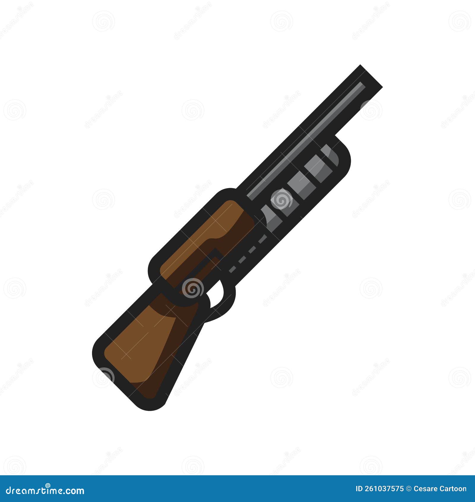 Cartoon shotgun stock vector. Illustration of flat, outdoor - 261037575