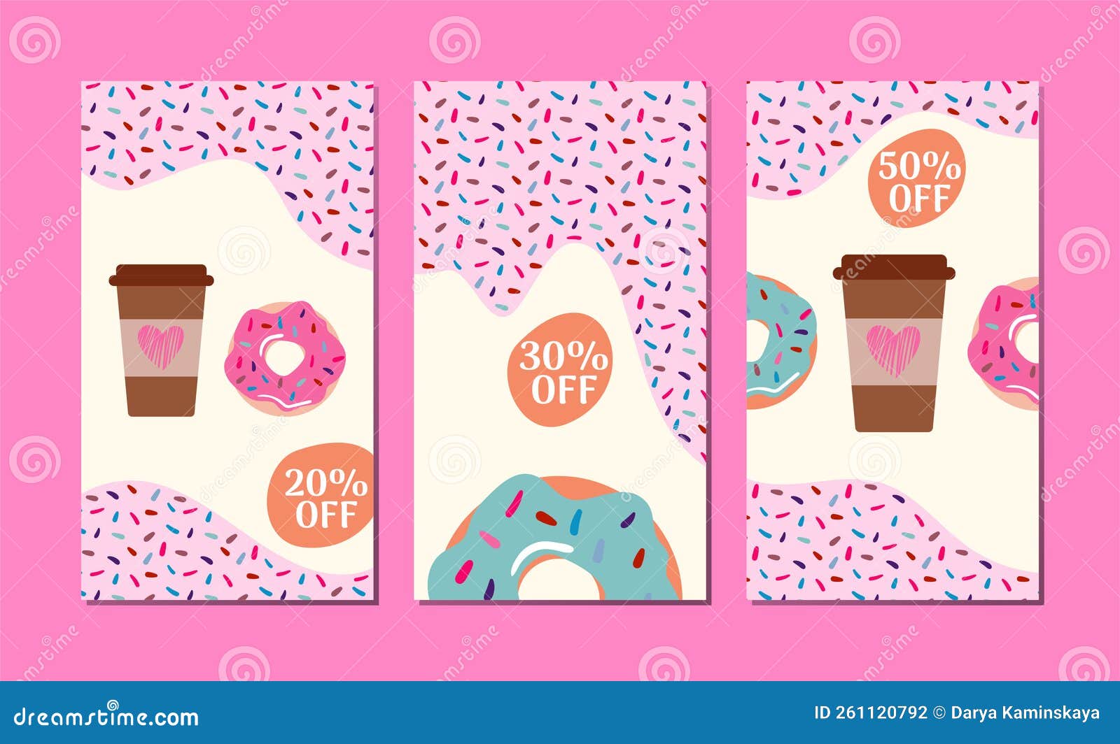 Set Template for Social Meda. Stories Format. Donut Posters Stock ...