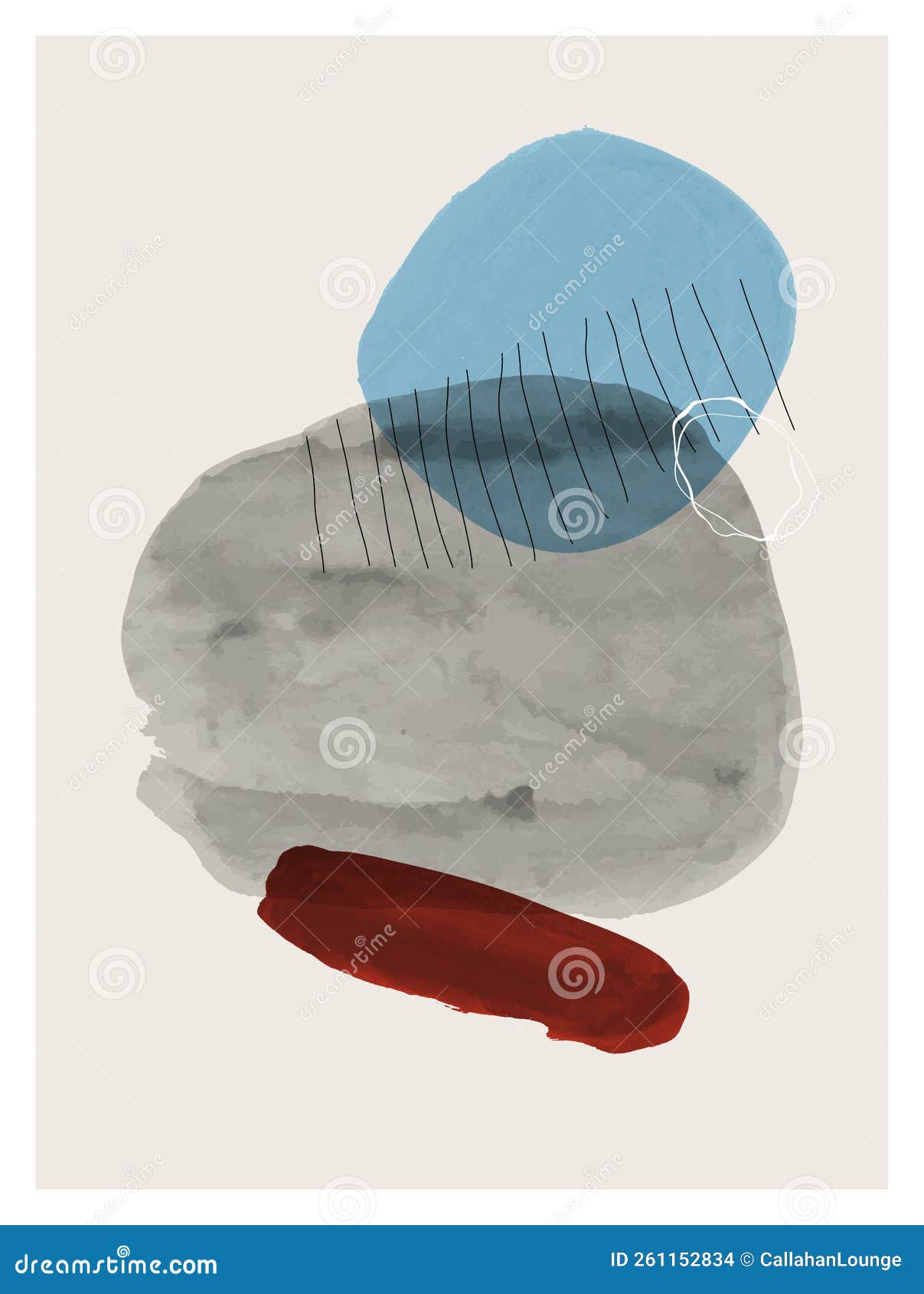 Abstract Minimalist Digital Illustration for Wall Decoration, Postcard ...