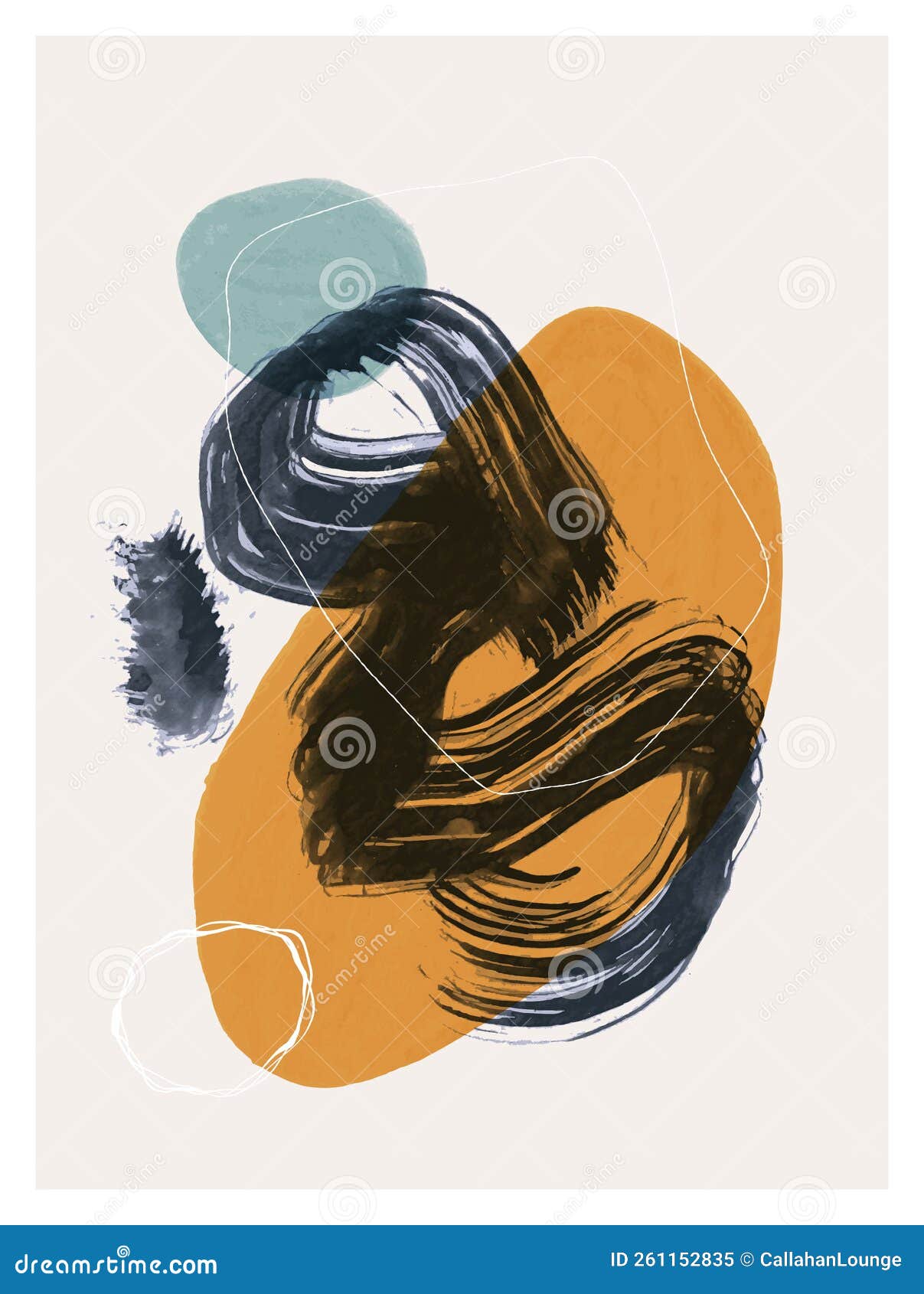 Abstract Minimalist Digital Illustration for Wall Decoration, Postcard ...