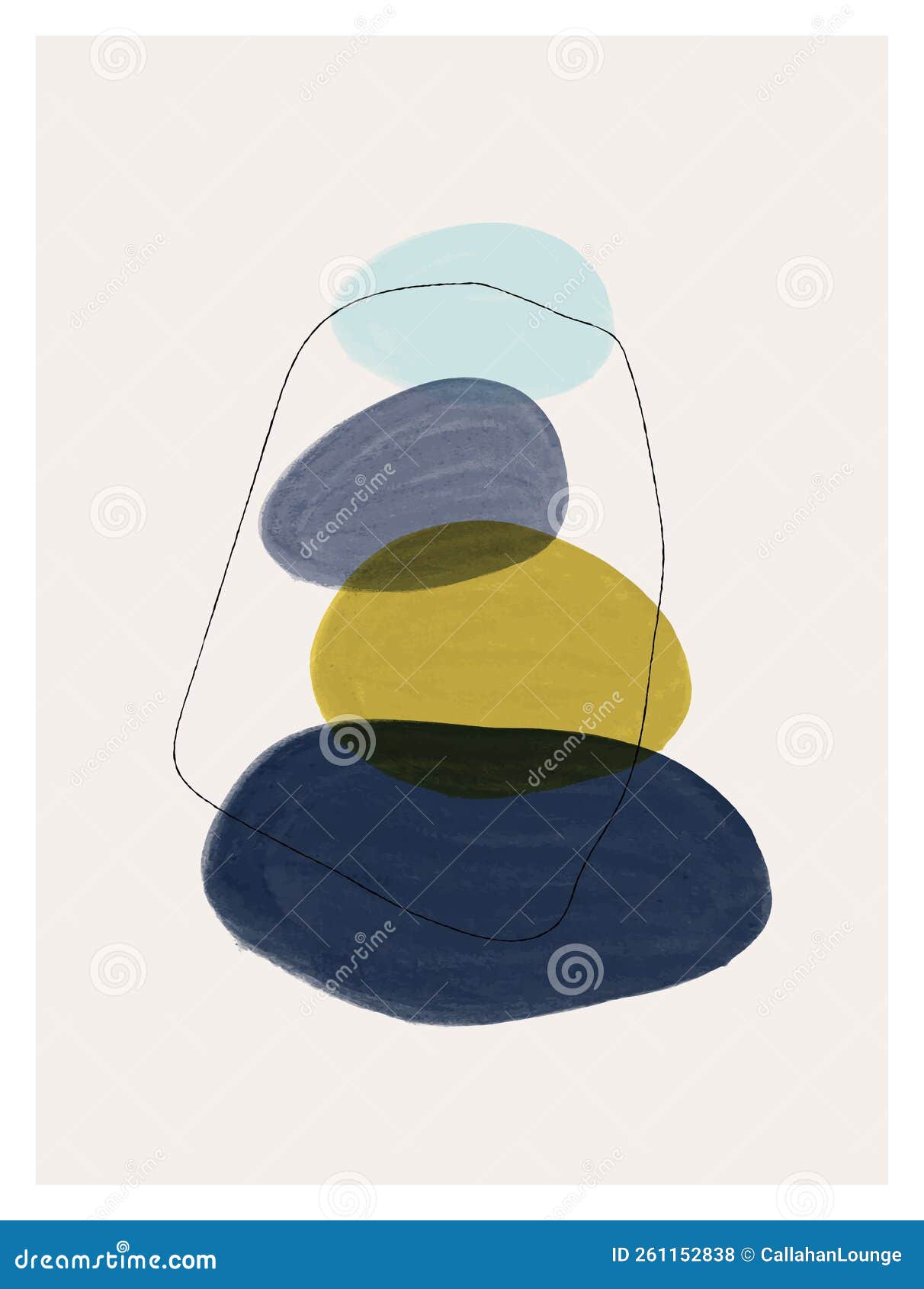 Abstract Minimalist Digital Illustration for Wall Decoration, Postcard ...