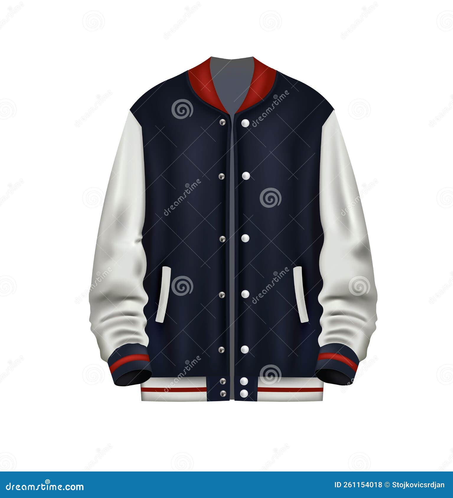 Realistic White and Blue Baseball Jacket Stock Vector - Illustration of ...