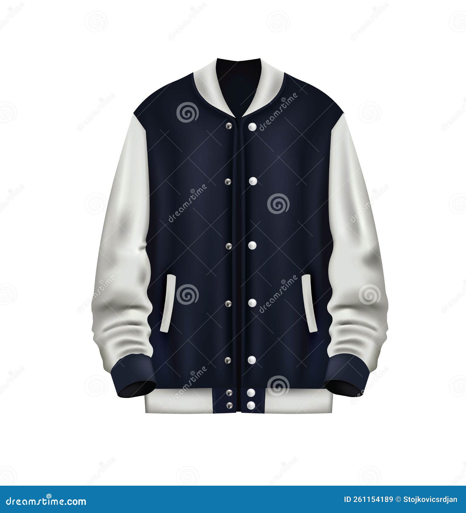 Realistic White and Blue Baseball Jacket Stock Vector - Illustration of ...