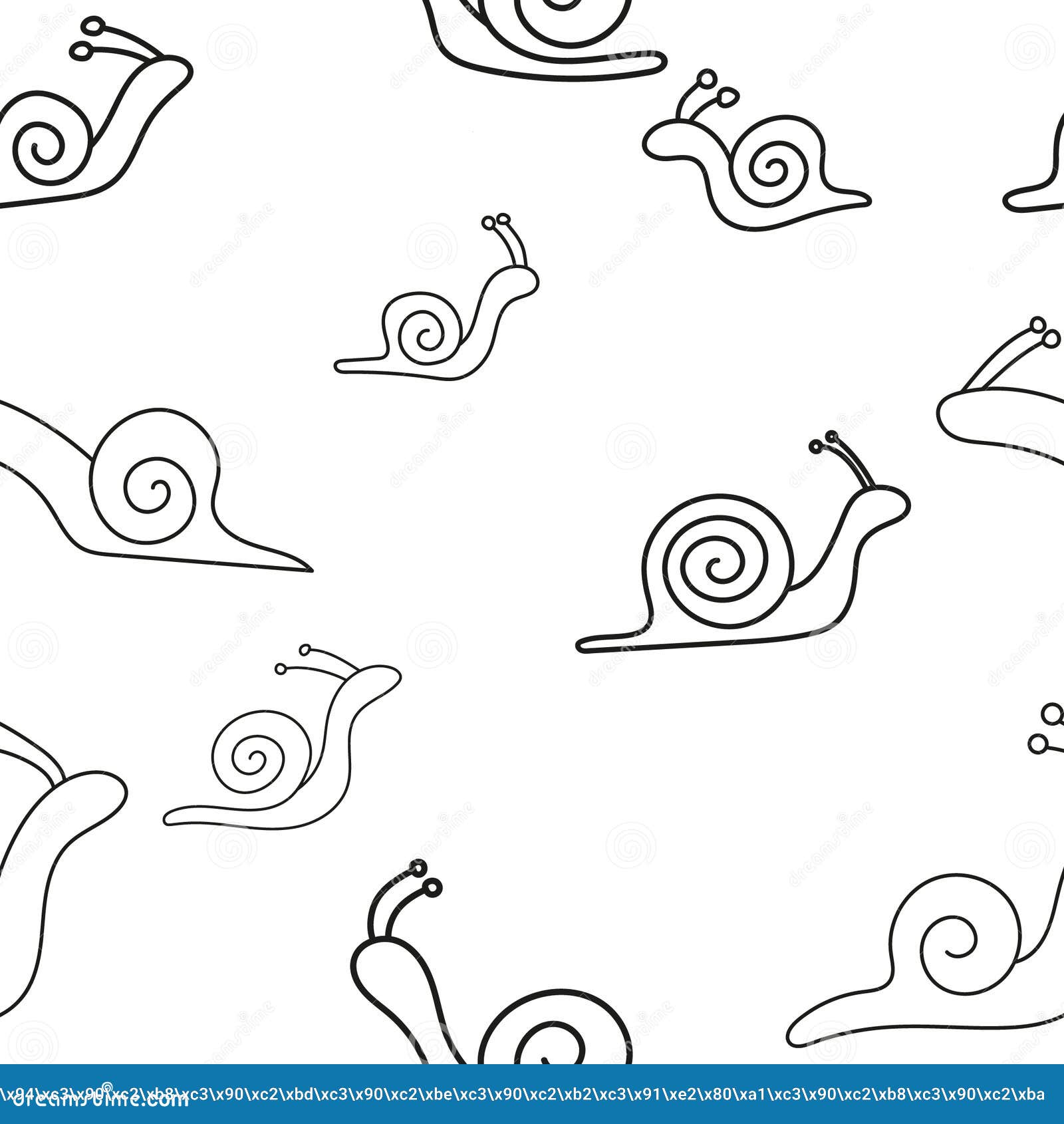 Crawling Snails Pattern Black on White. Stock Vector - Illustration of ...