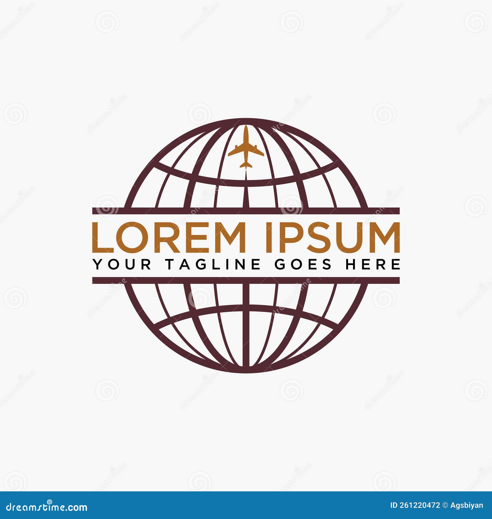 Simple and Unique Line Globe for Emblem or Background with Aircraft ...