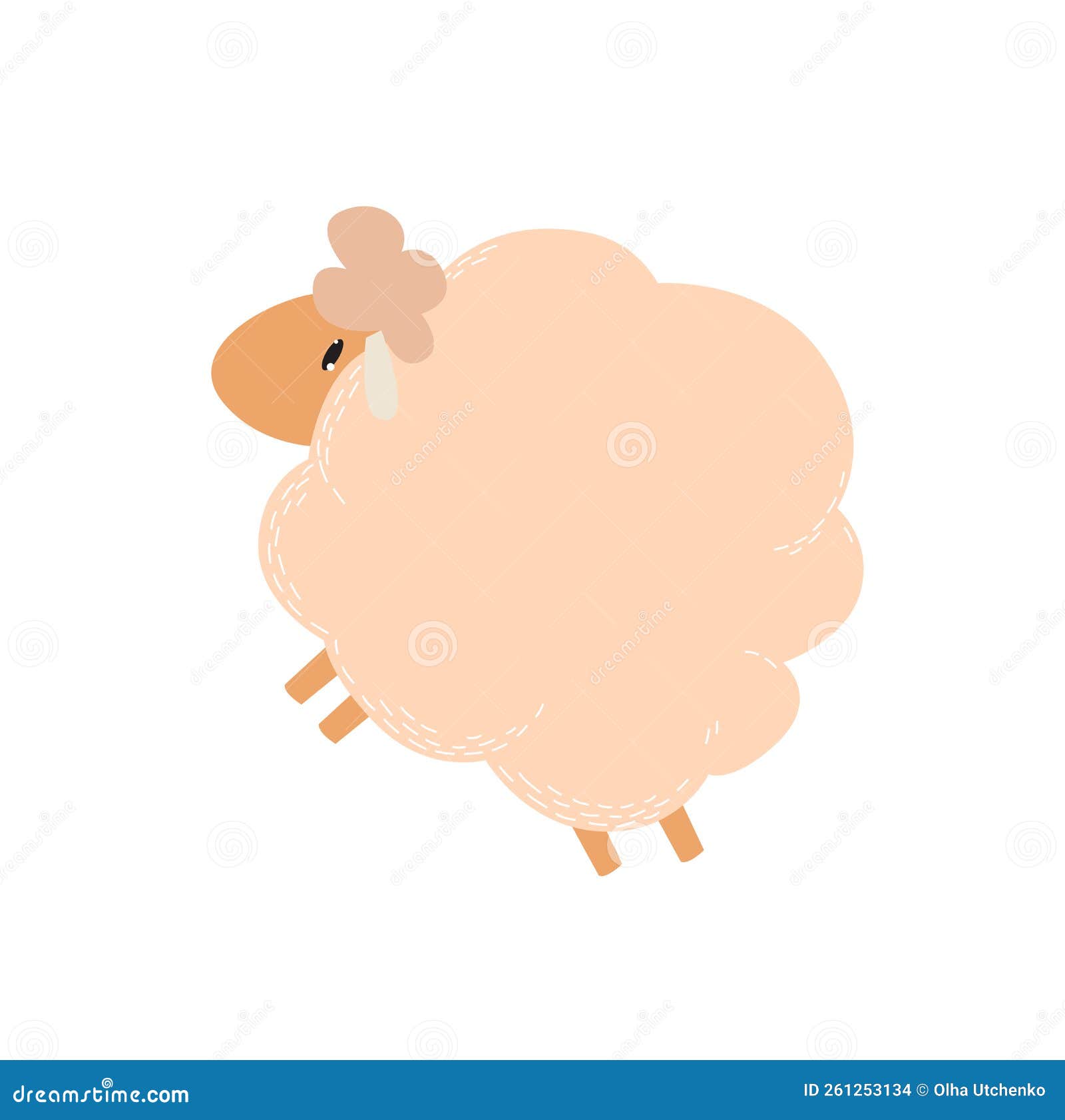Print. Cute Vector Sheep. Little Sheep. Funny Cartoon Animal. Farm ...