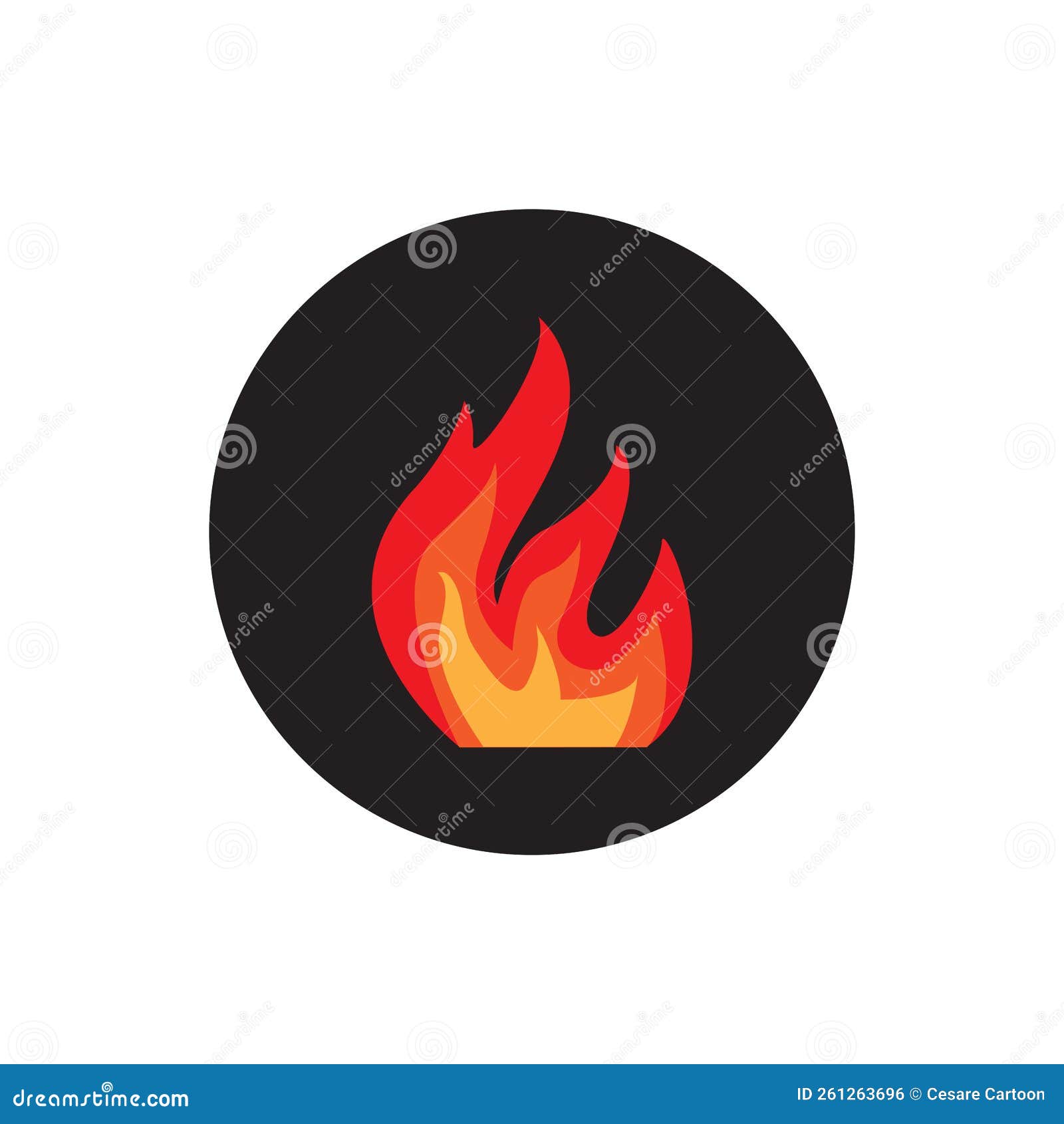 Cartoon fire button stock vector. Illustration of fire - 261263696