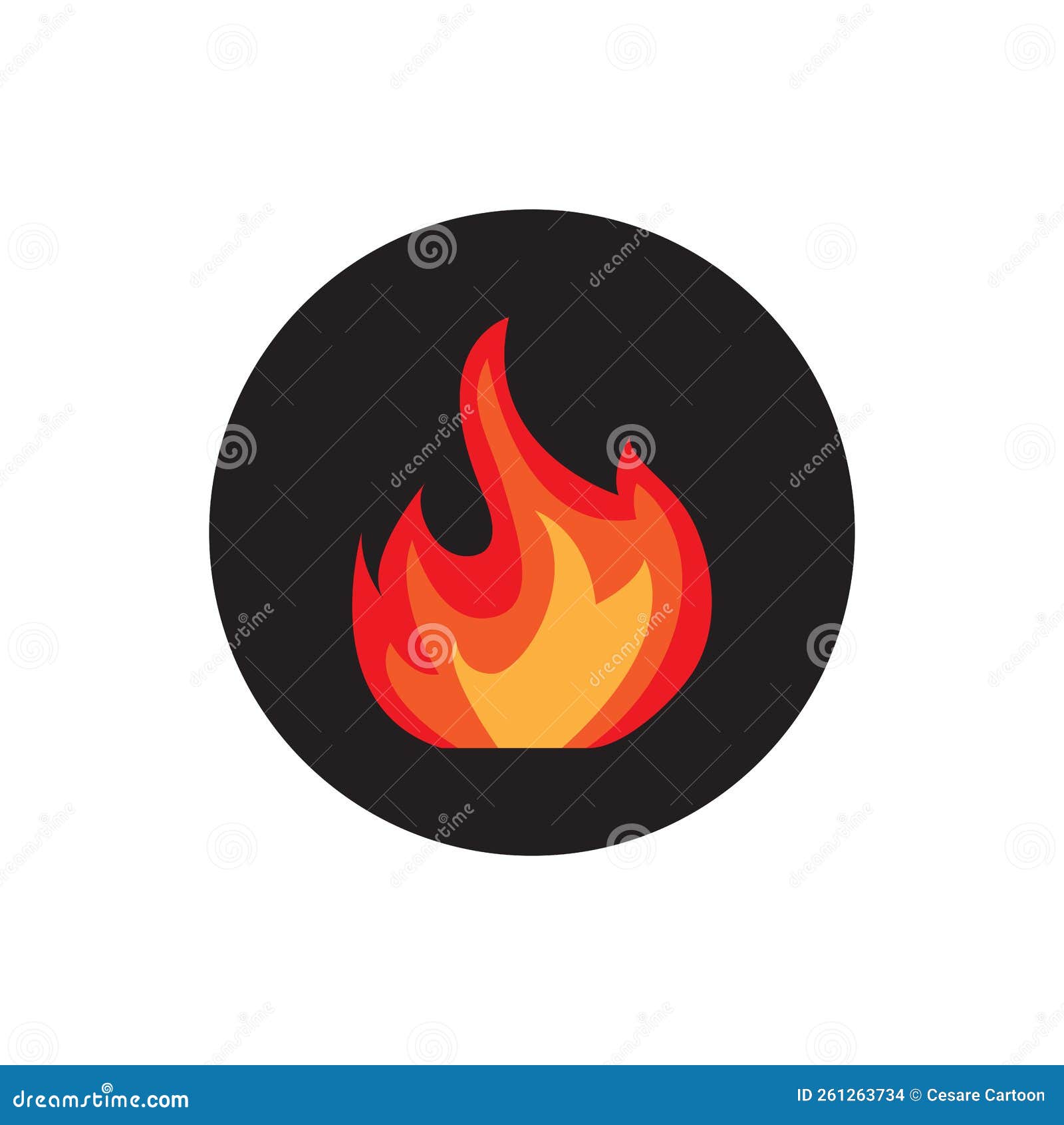 Cartoon fire button stock vector. Illustration of fire - 261263734