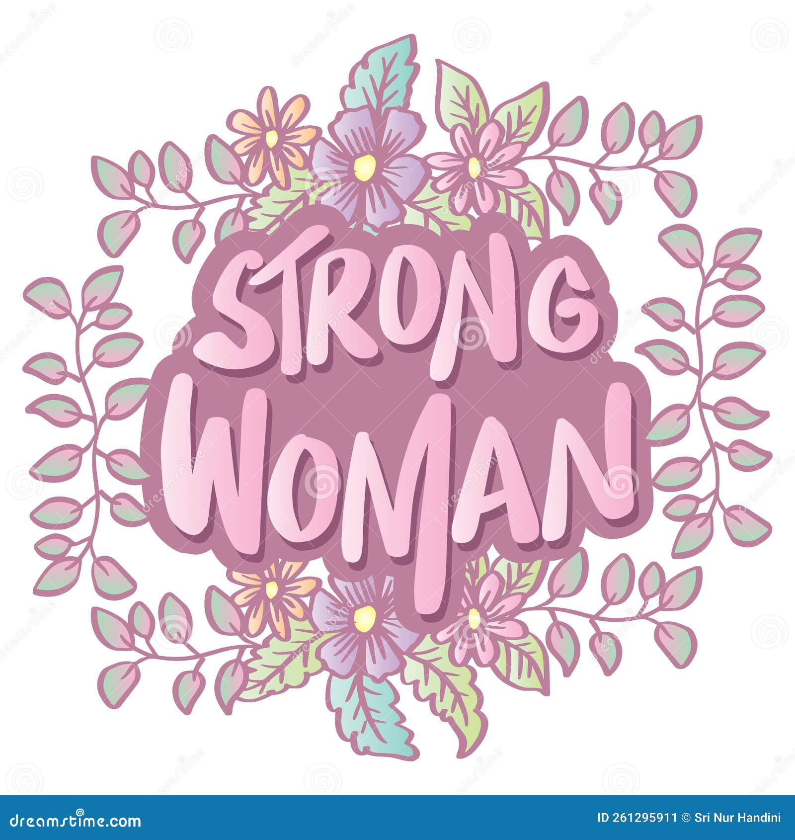 Strong Woman Word Hand Lettering. Stock Illustration - Illustration of ...