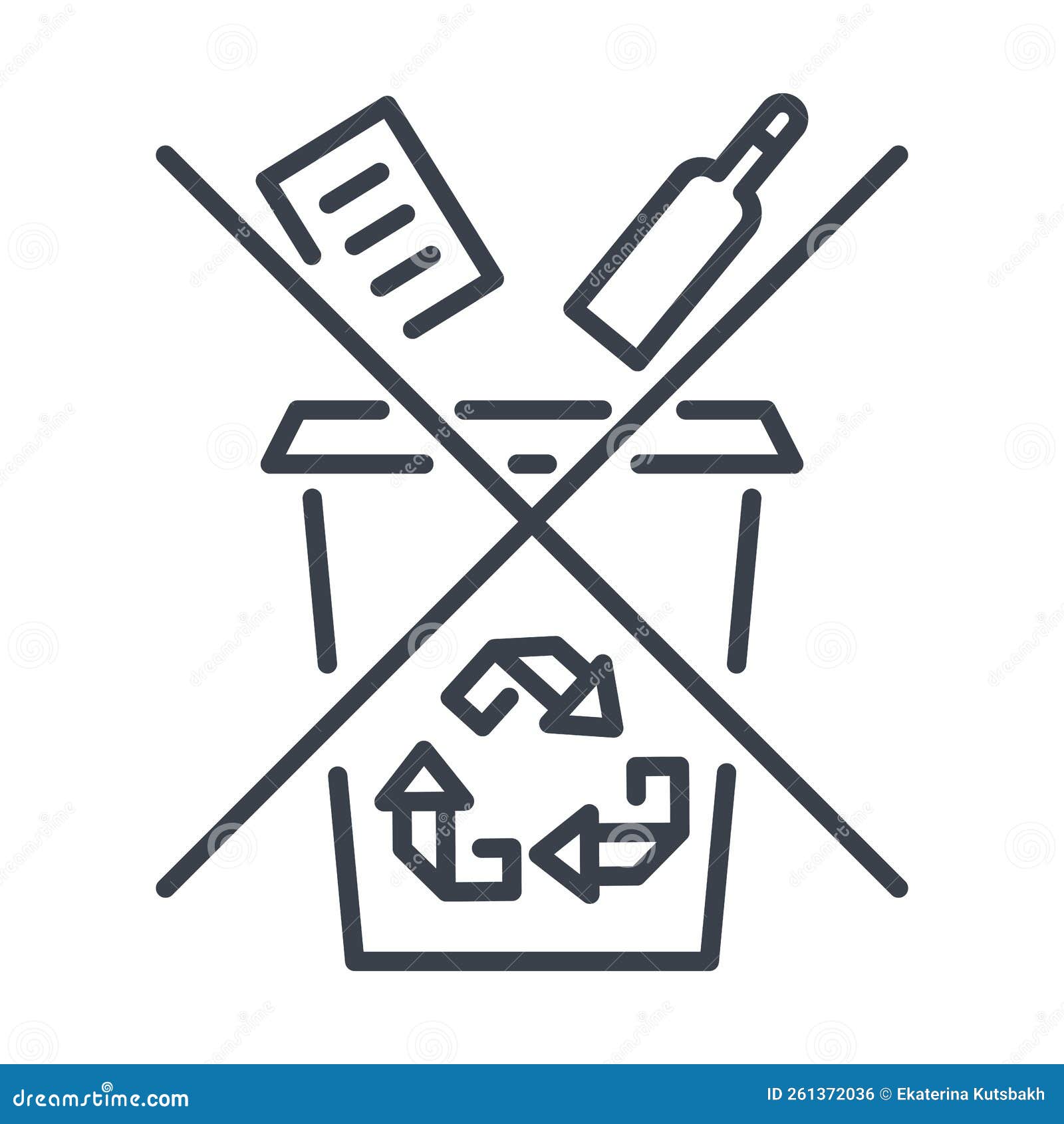 Vector Isolated Trash Can Icon with Recycle Sign. the Concept of ...