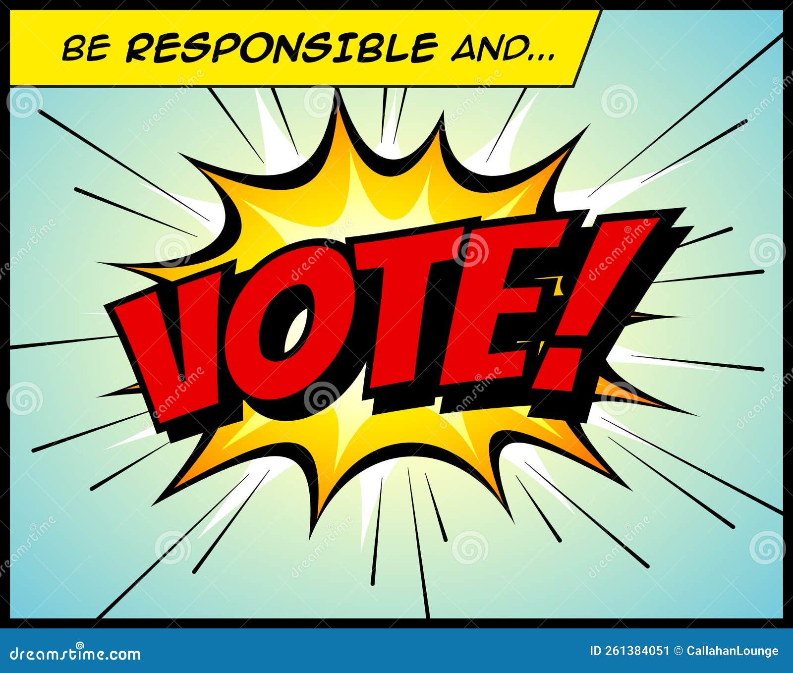 Be Responsible and Vote! Postcard, in a Vintage Style Comic Book Bubble ...