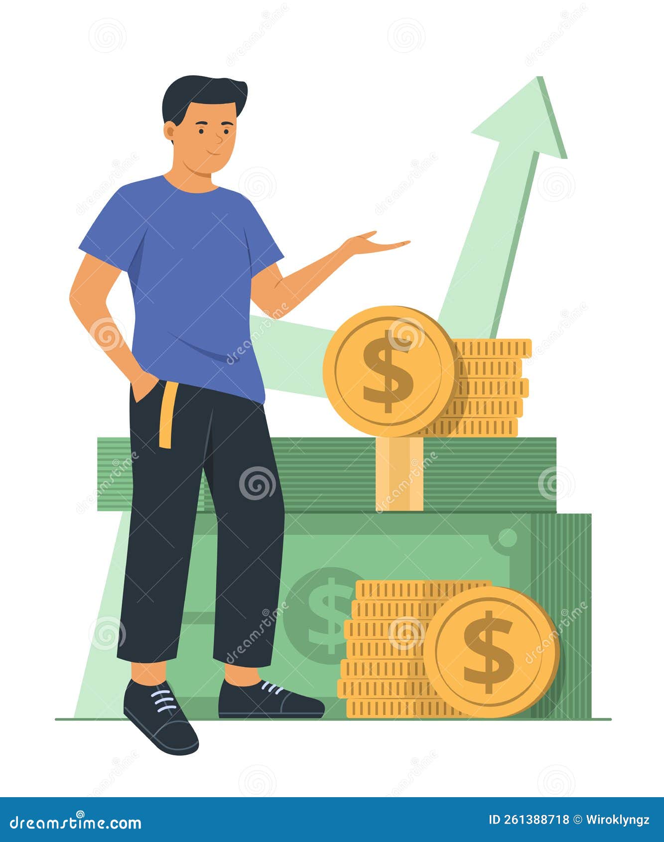 Man with Growth Money Saving Concept Illustration Stock Vector ...