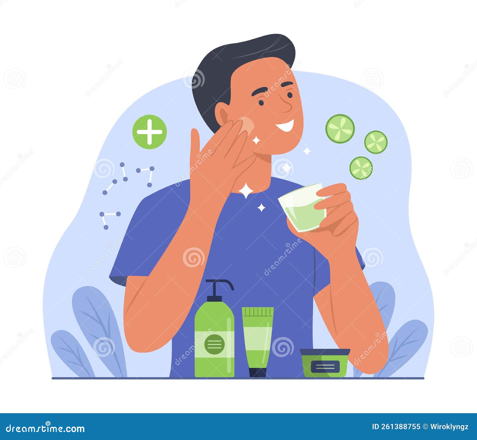 Man Applying Cream on Face for Facial Skin Treatment Concept ...