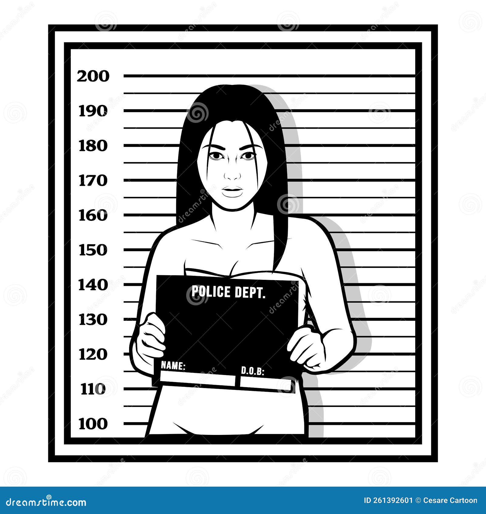 Thin Line Woman Crime Mugshot Stock Vector - Illustration of vector ...