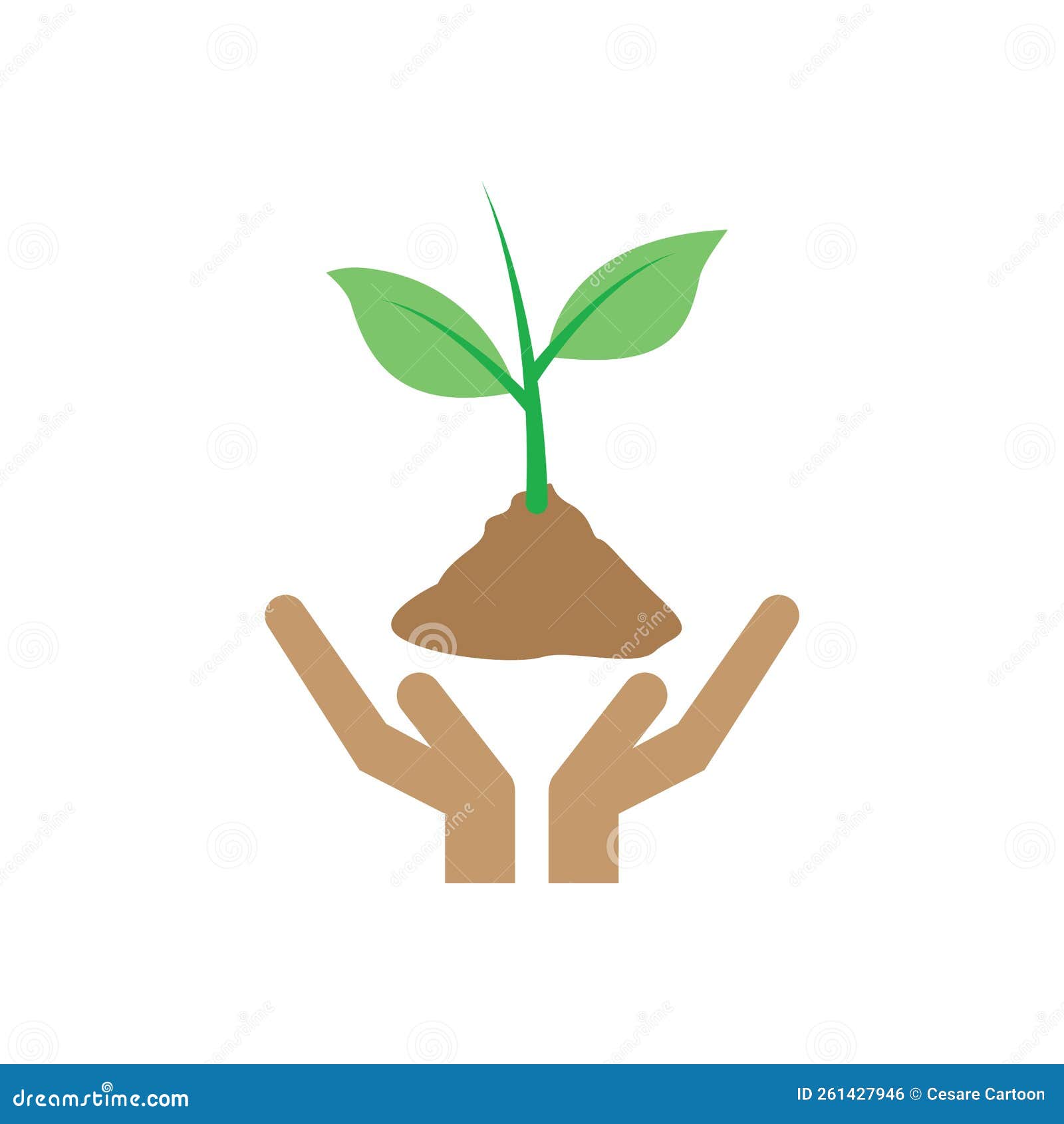 Cartoon plant and hand stock vector. Illustration of simple - 261427946