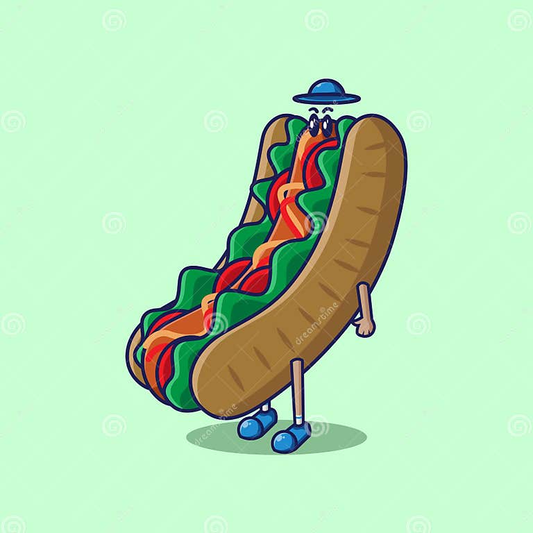 Character Hot Dog Chibi Illustration Design Stock Vector - Illustration ...