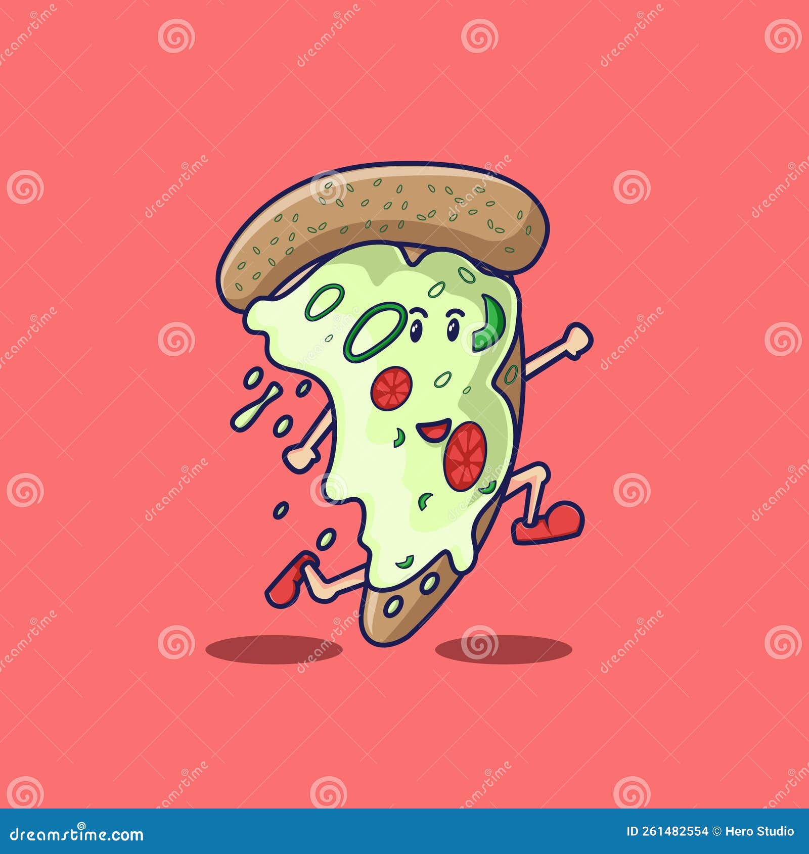Character Pizza Chibi Illustration Drawing Stock Vector - Illustration ...