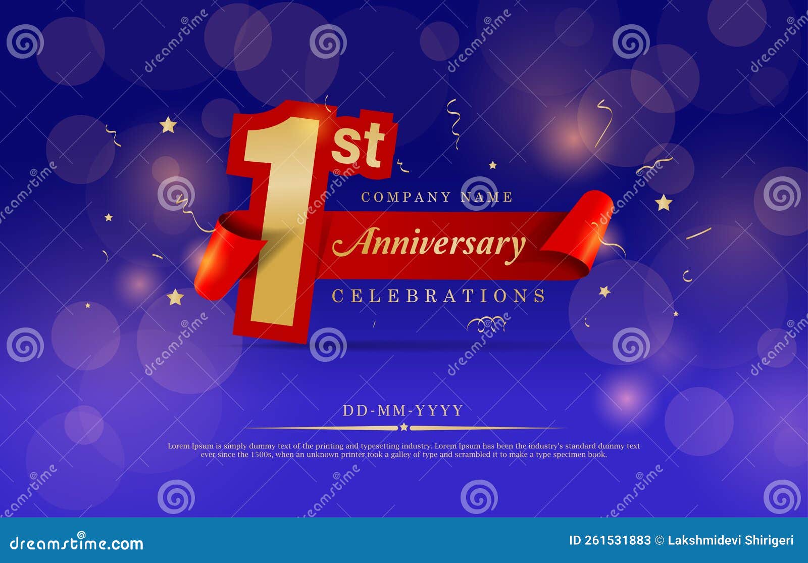 1st Anniversary Celebration. 1st Year Celebration Logo with Confetti in ...