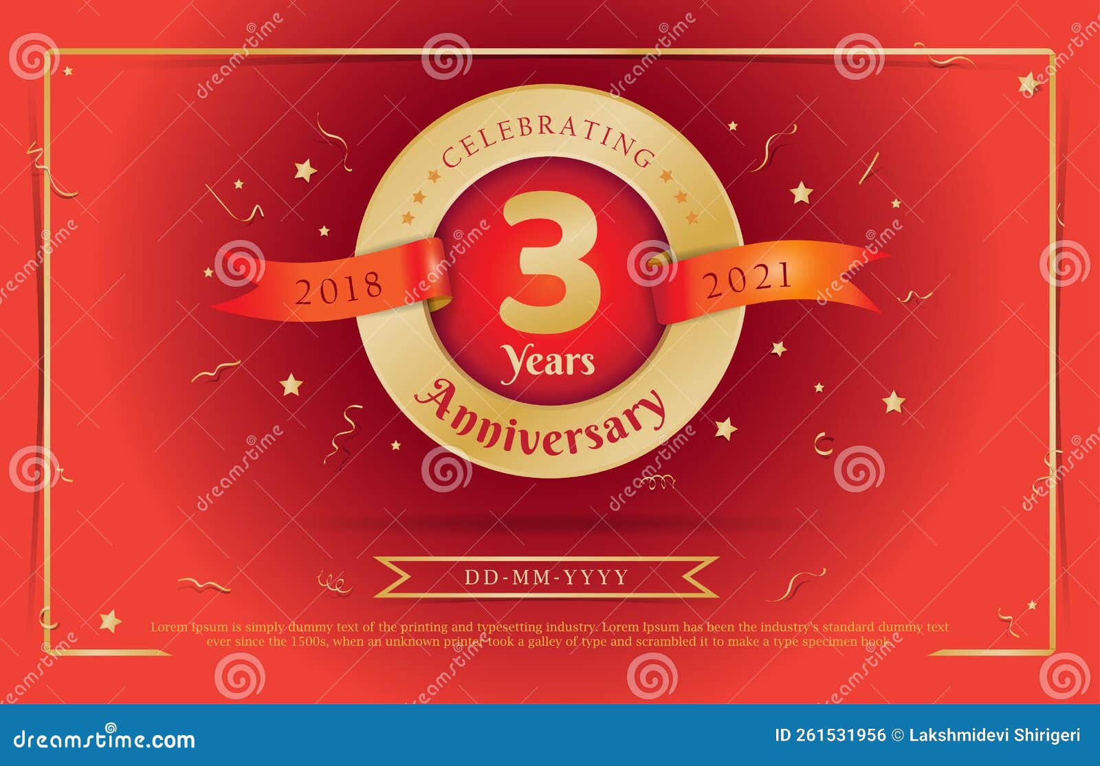 3th Anniversary Celebration. Celebrating 3 Years Logo with Confetti in ...