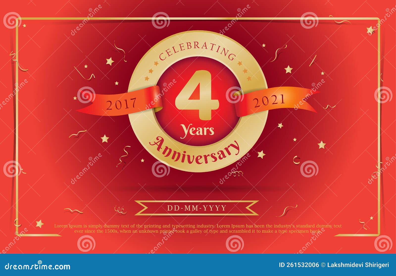 4th Anniversary Celebration. Celebrating 4 Years Logo with Confetti in ...
