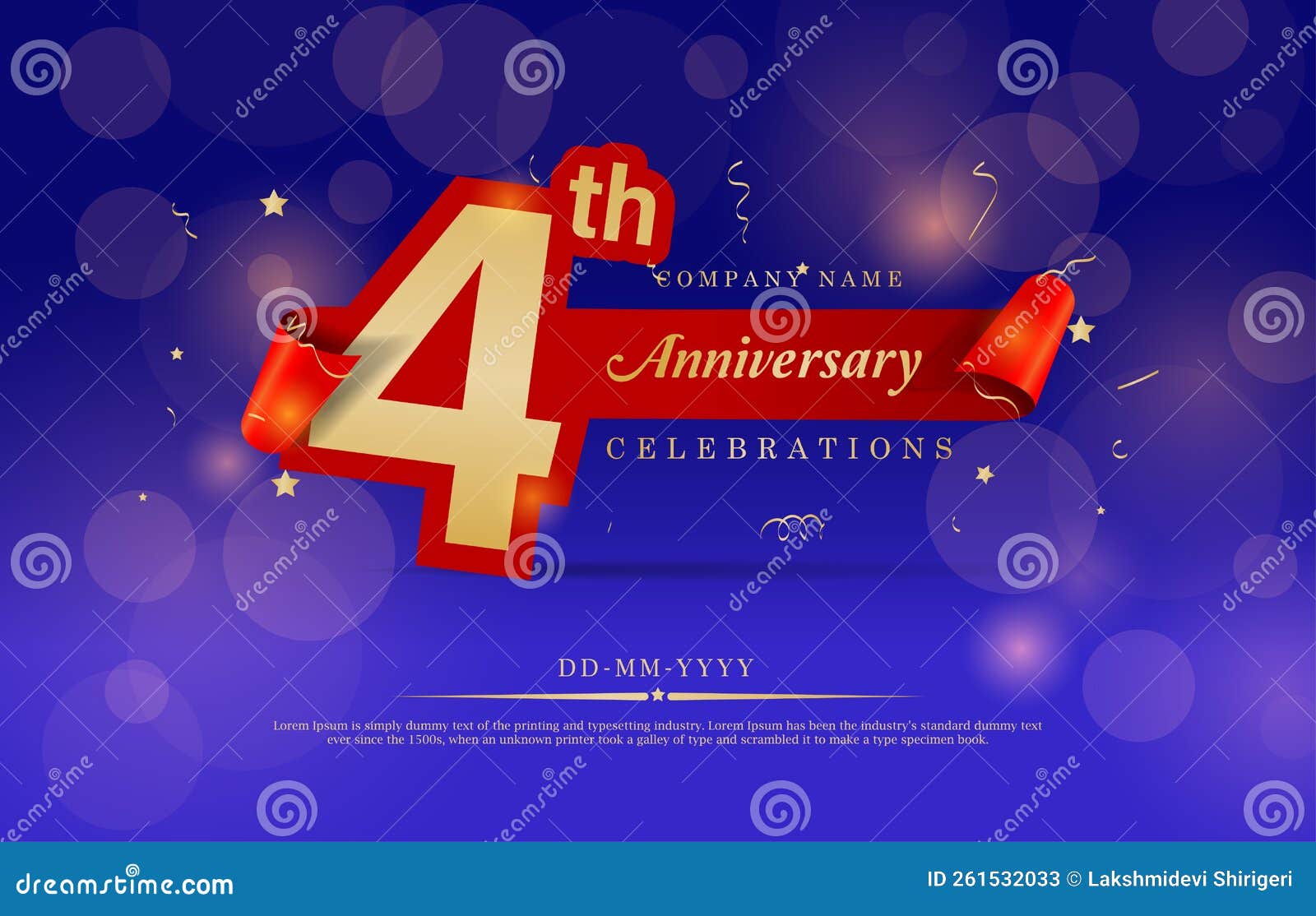 4th Anniversary Celebration. Celebrating 4 Years Logo with Confetti in ...