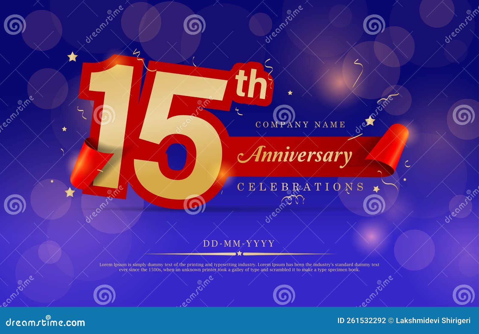 15th Anniversary Celebration. Celebrating 15 Years Logo with Confetti ...