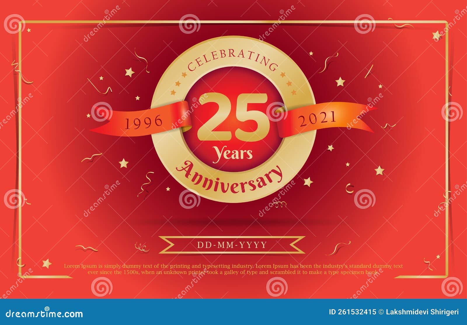 25th Anniversary Celebration. Celebrating 25 Years Logo with Confetti ...