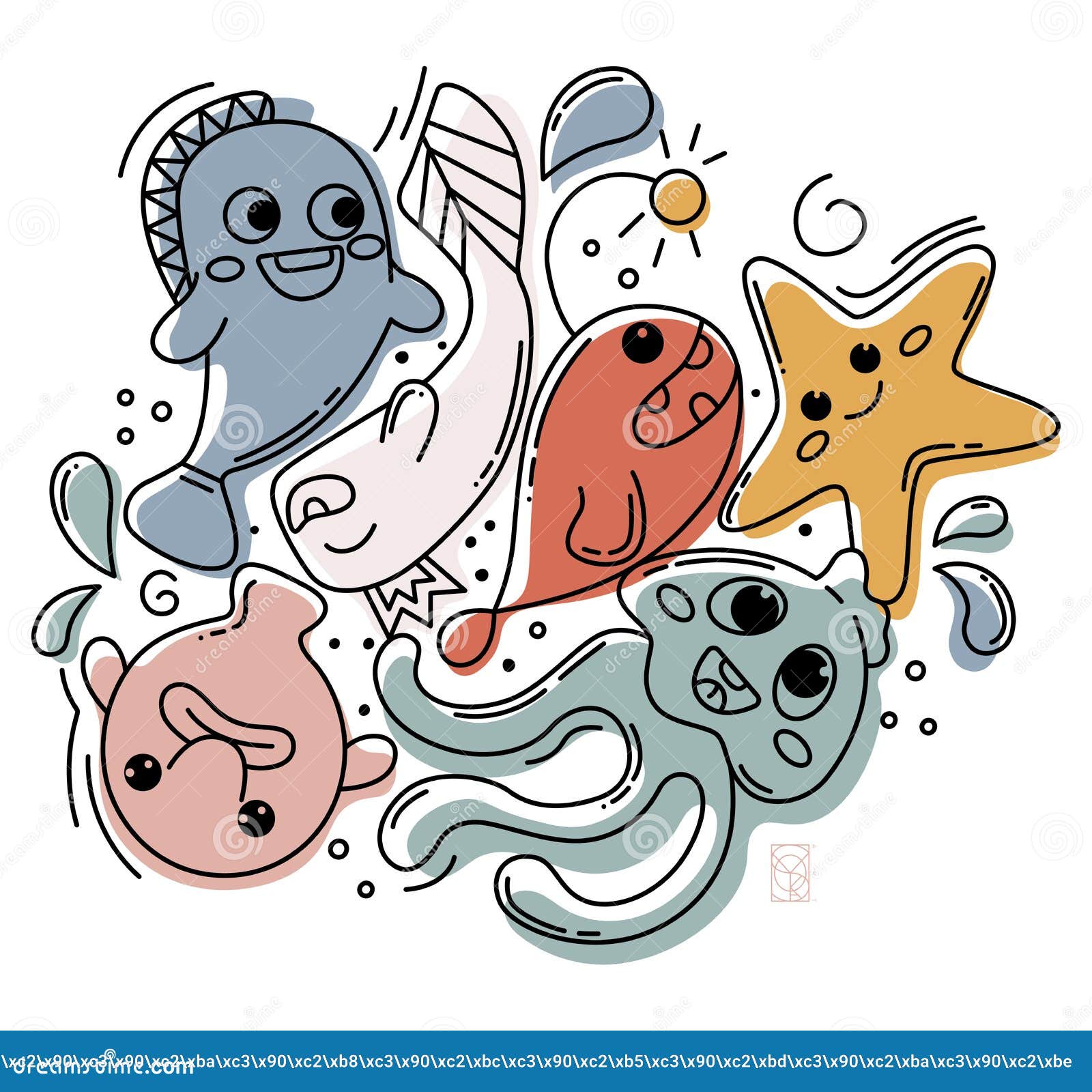 Blob-Fish Vector Hand Drawing Illustration In Black Color ...