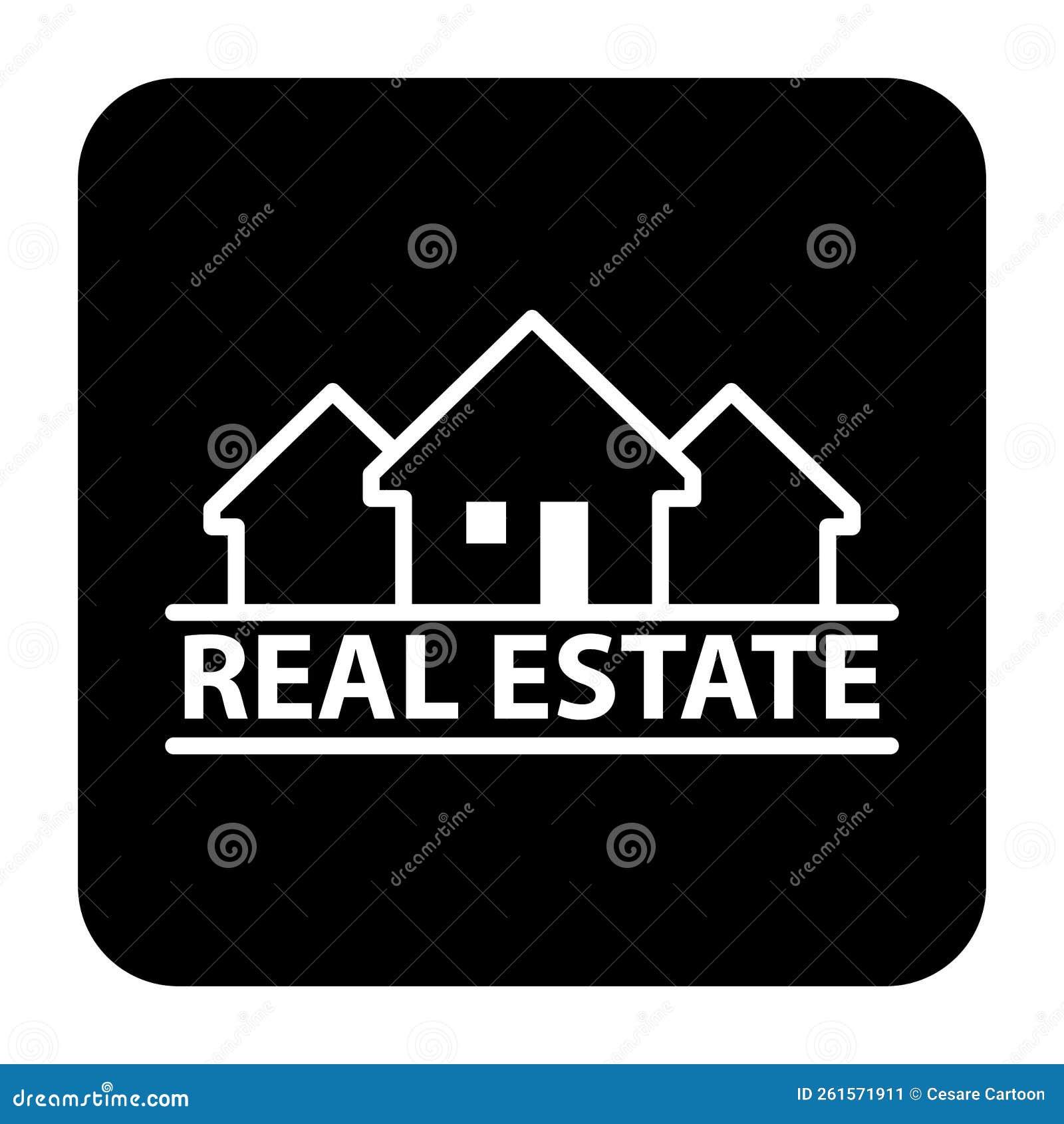 Flat Black Real Estate House Stock Vector - Illustration of vector ...