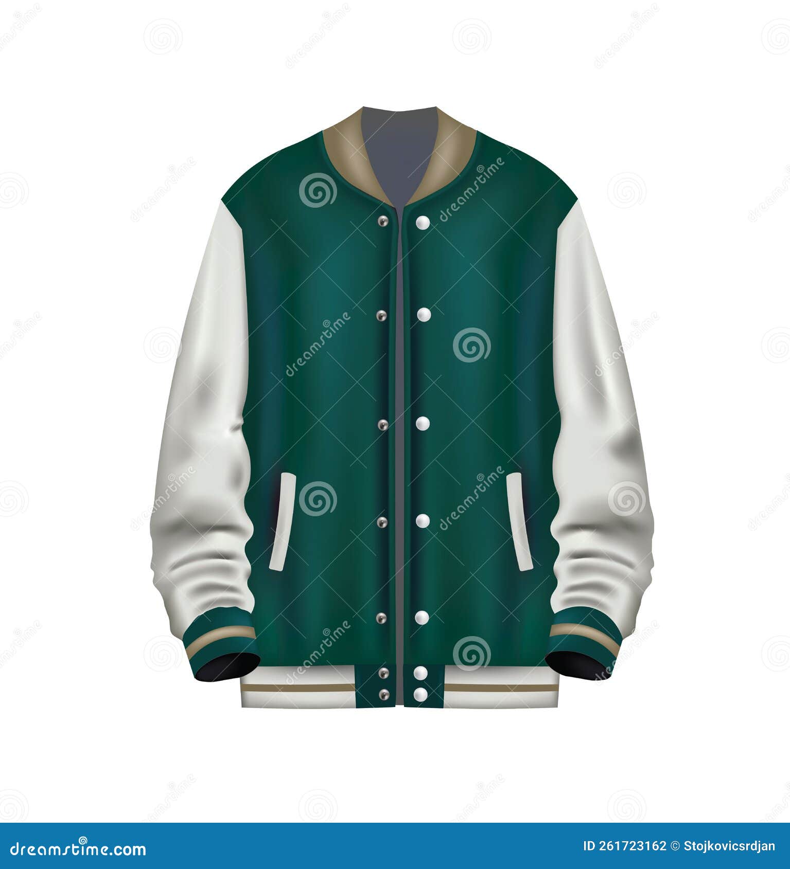 Realistic White and Green Baseball Jacket Stock Vector - Illustration ...