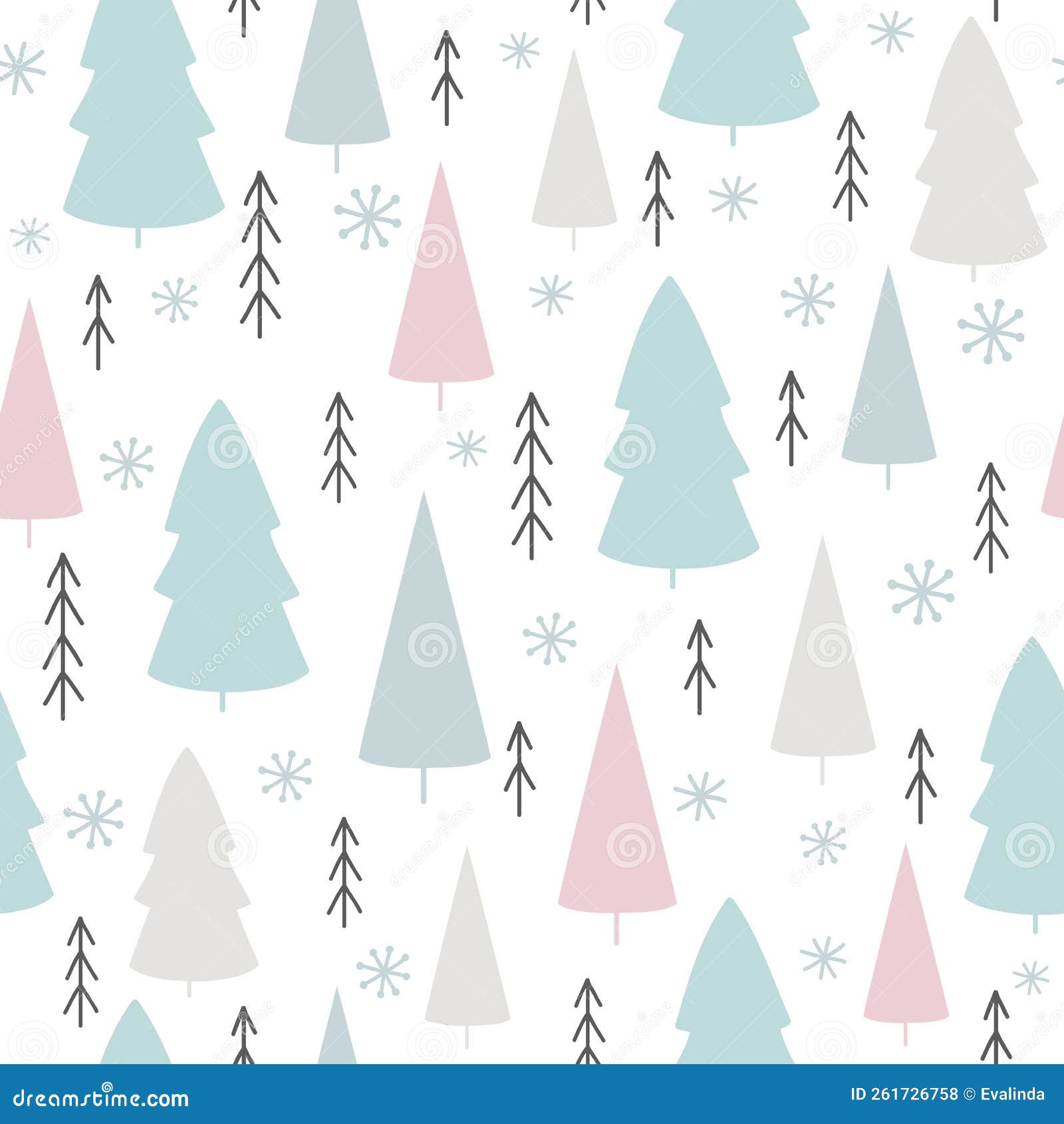 Winter Seamless Pattern with Trees and Snowflakes. Stock Vector ...