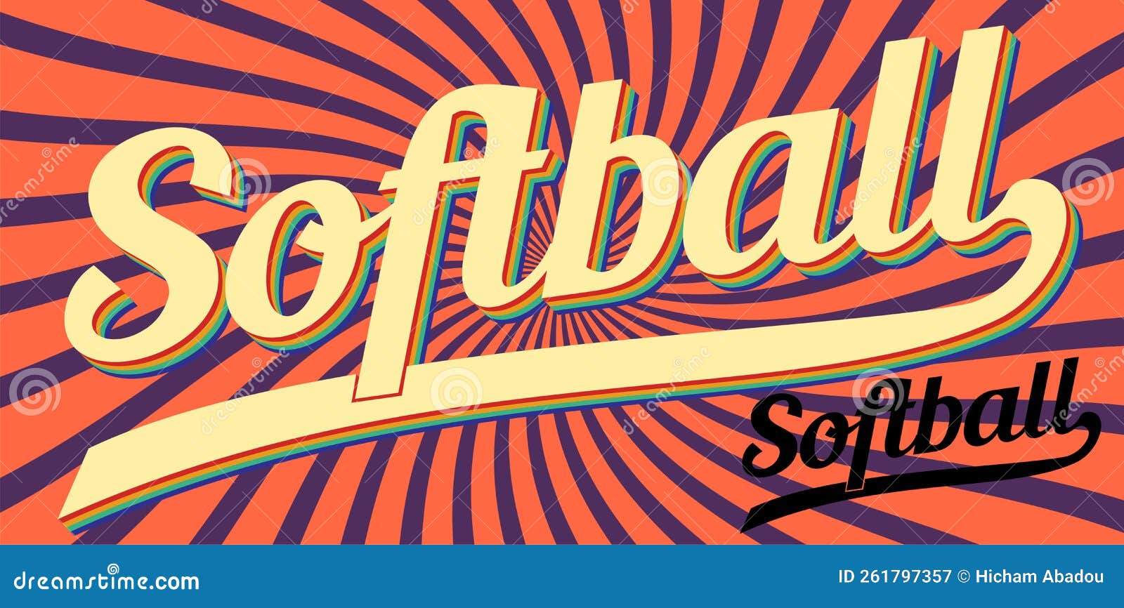 Softball Word With Silhouette Cutout Vector Illustration ...