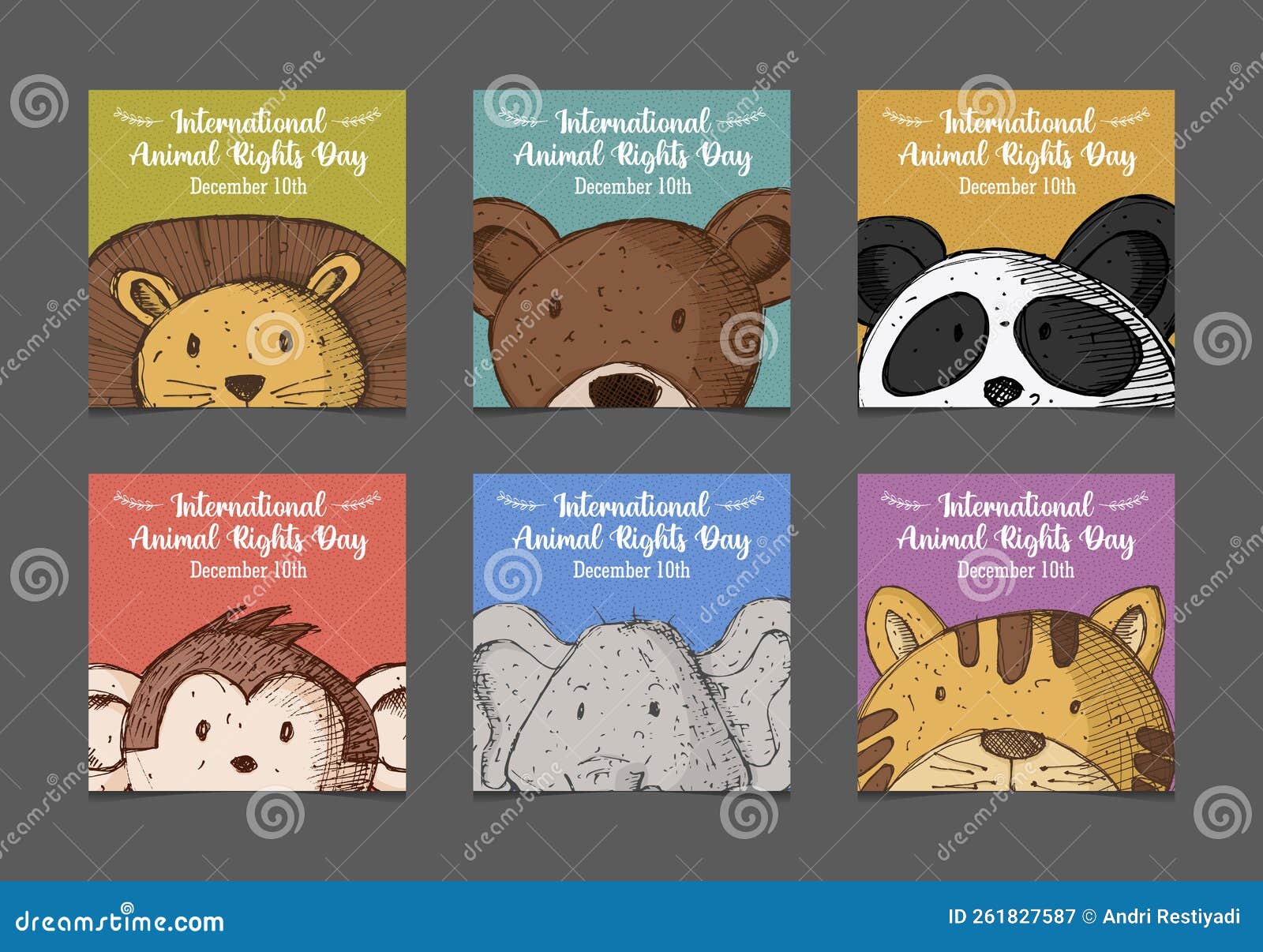 Hand Drawing International Animal Rights Day Banner Stock Vector ...