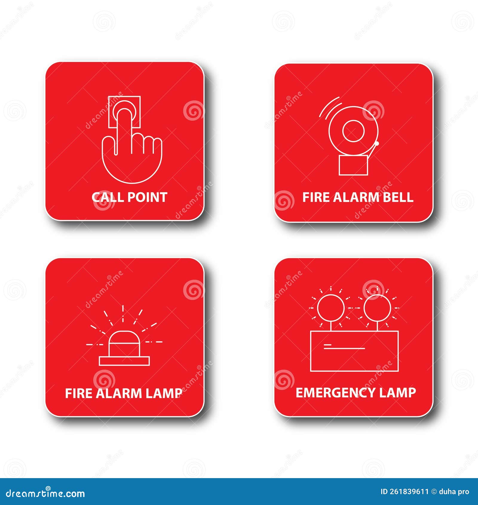 Sign Call Point, Fire Alarm Bell, Fire Alarm Lamp Stock Vector ...