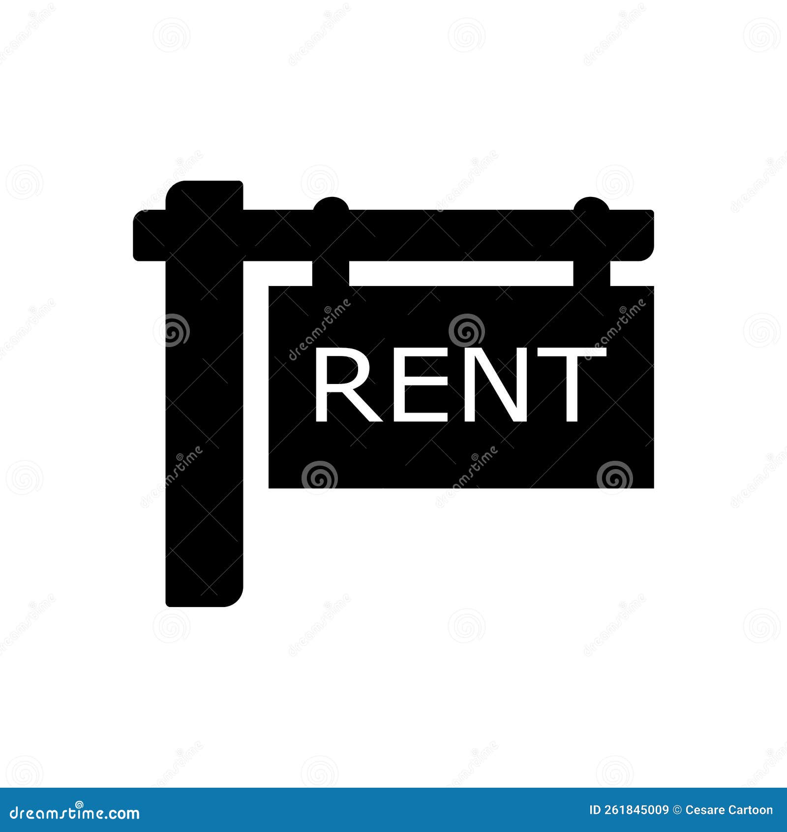 Flat black rent sign stock vector. Illustration of real - 261845009