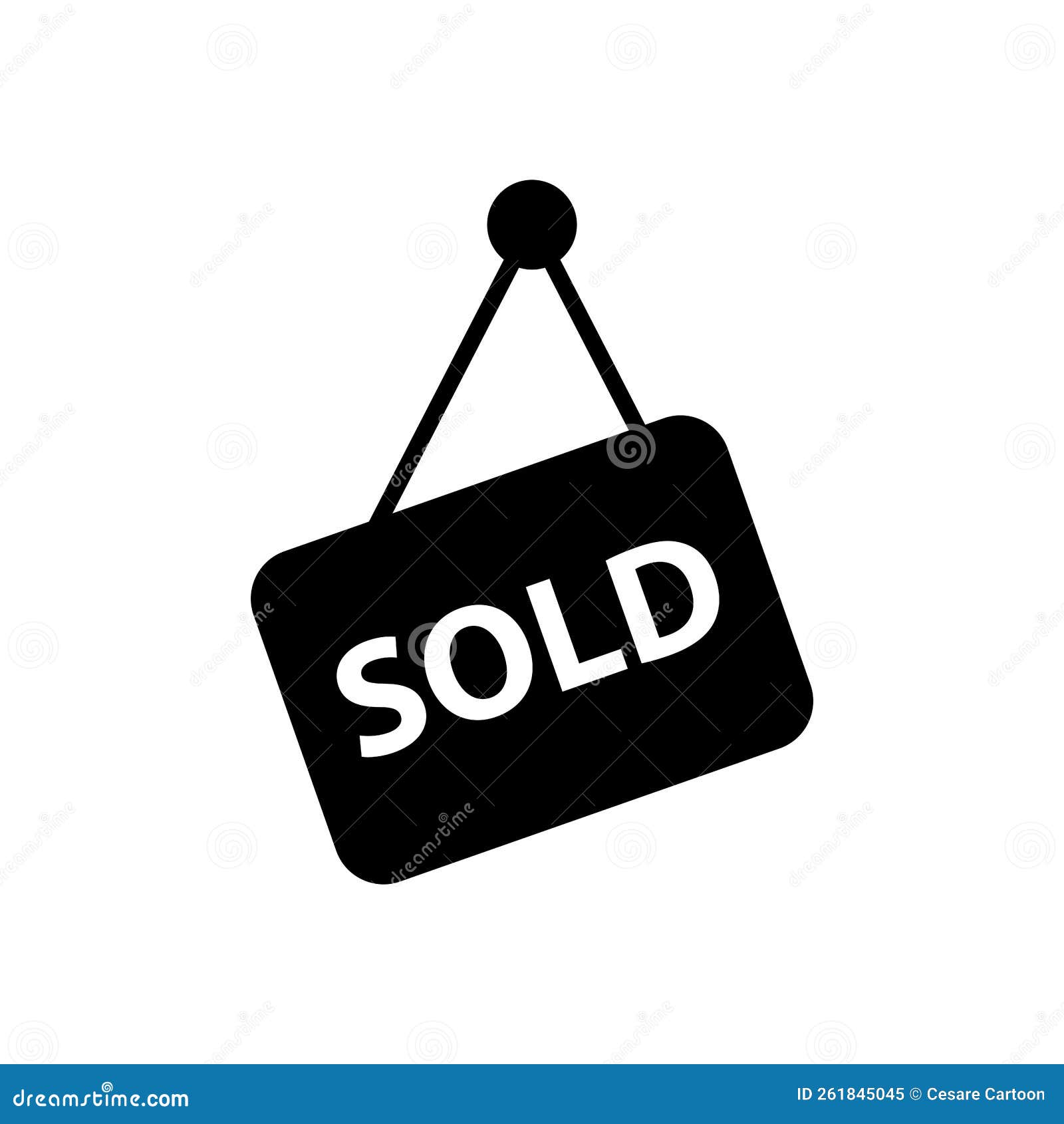 Flat Black Sold Hanging Sign Stock Vector - Illustration of design ...