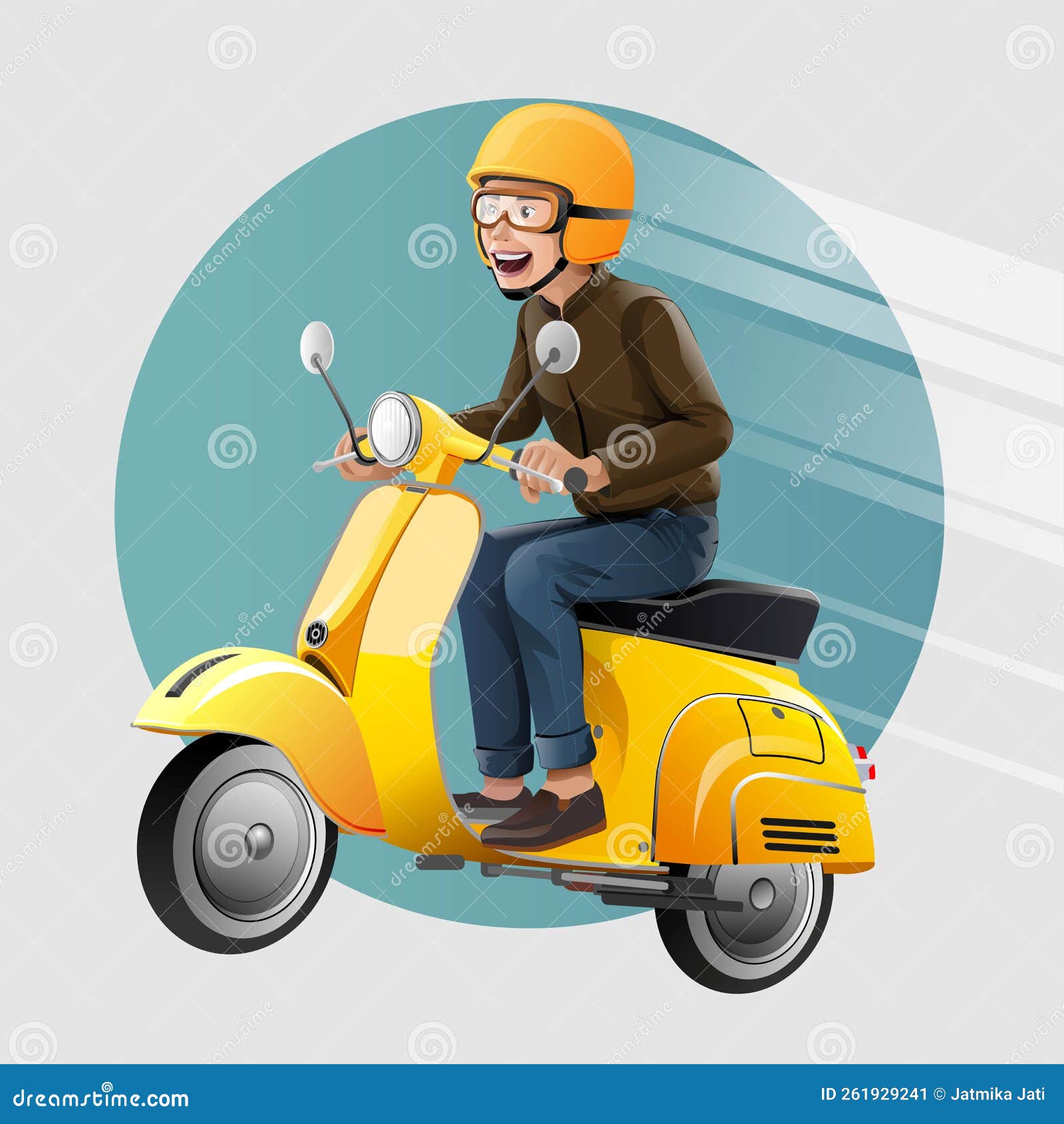 Yellow Scooter rider stock vector. Illustration of graphic - 261929241