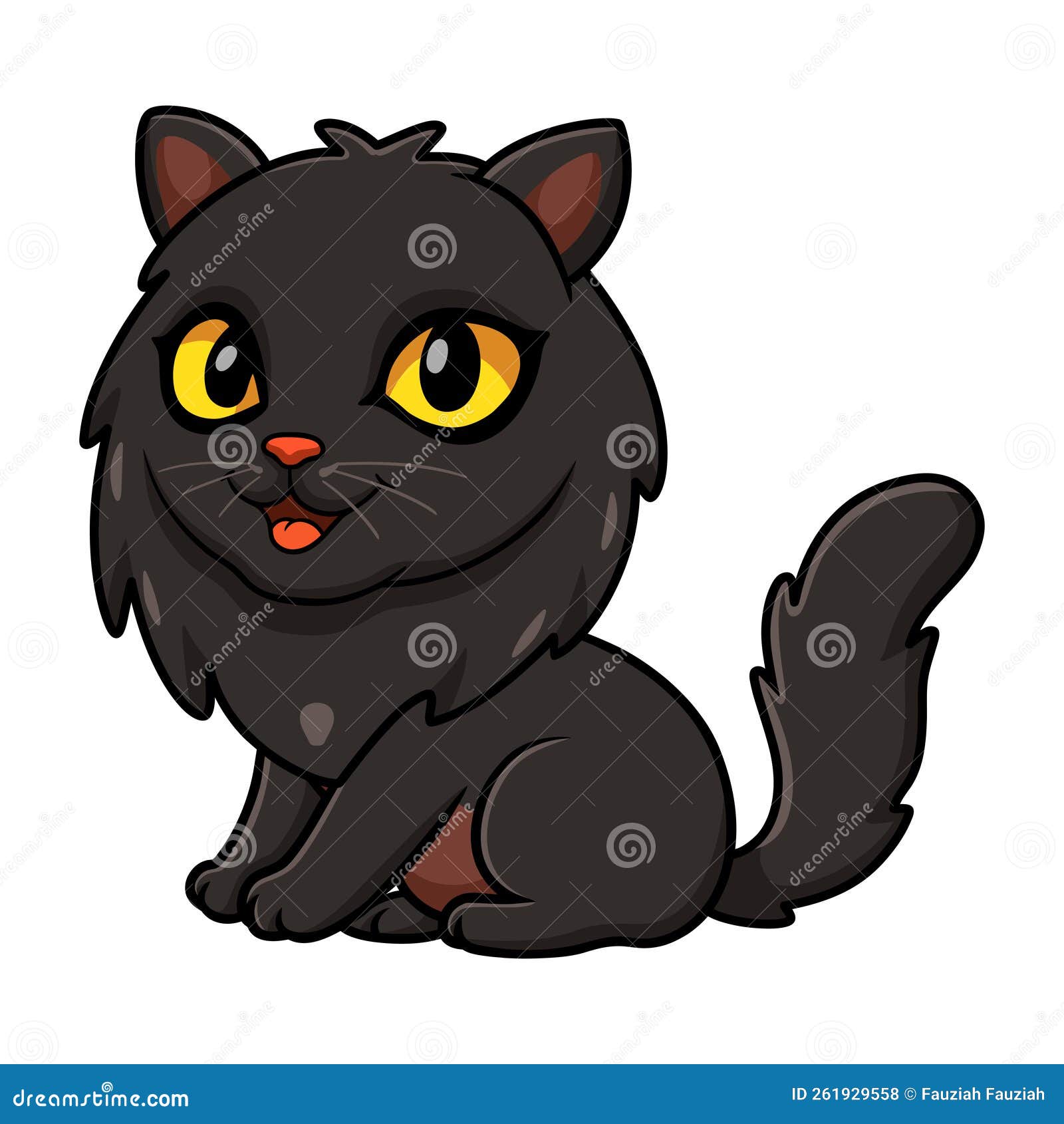 Cute Black Persian Cat Cartoon Sitting Stock Vector - Illustration of ...