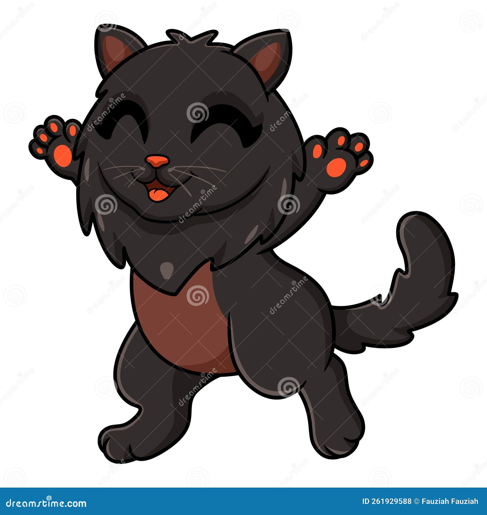Cute Black Persian Cat Cartoon Posing Stock Vector - Illustration of ...