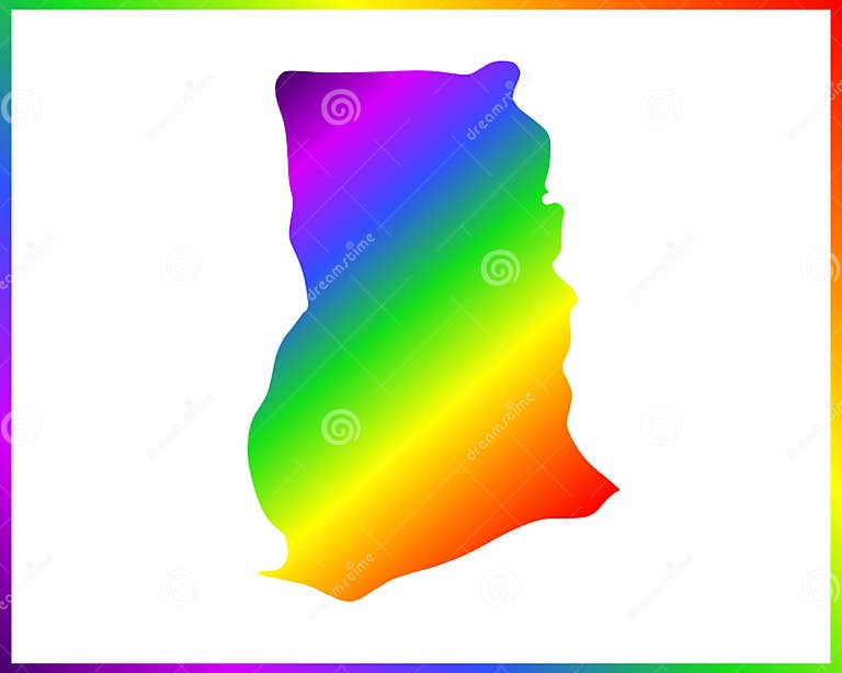 Rainbow Colored Gradient Map of Country Ghana Isolated on White ...