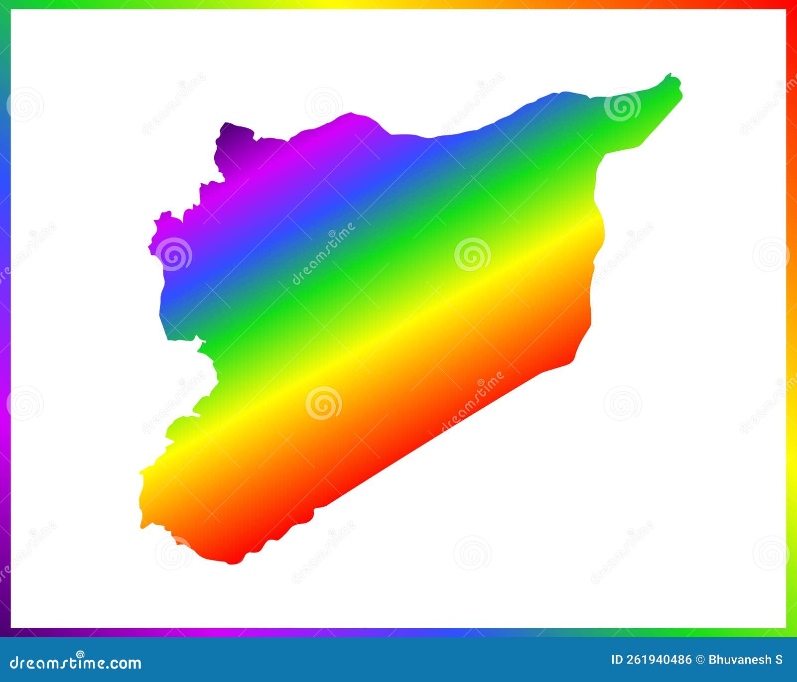 Rainbow Colored Gradient Map of Country Syria Isolated on White ...