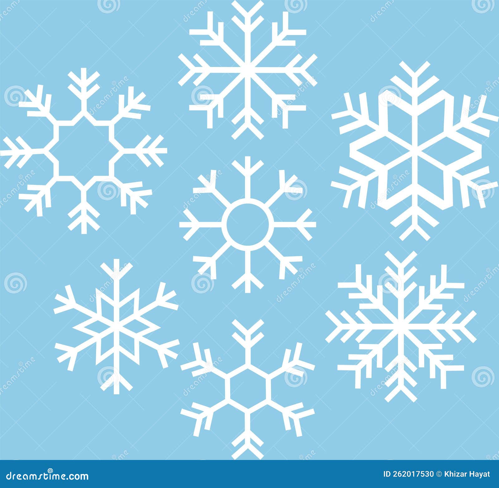 Set Snowflake Winter Vector Icons. Collection Snow Falling Symbol ...