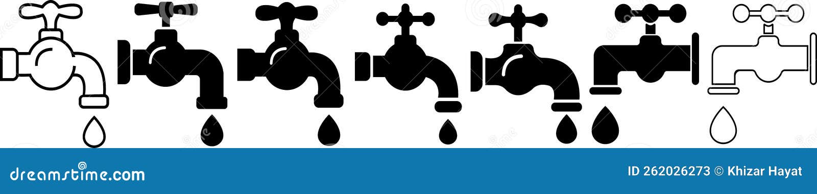 Group of Water Null, Faucet Icons Set. Water Tap Collection Stock ...